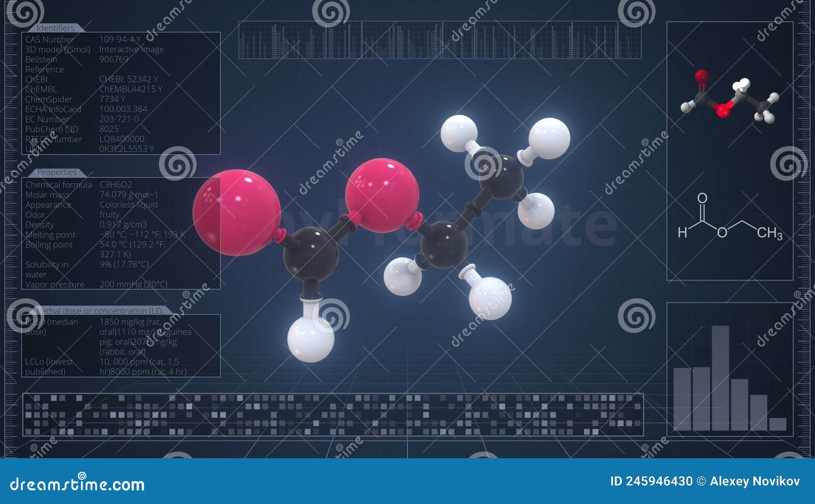 Ethyl Formate Ethyl Methanoate Molecule. Skeletal Formula. Cartoon ...