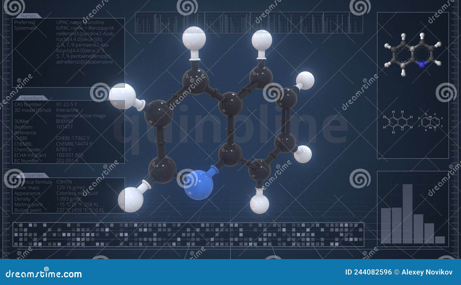Quinoline Molecule, Molecular Structure, Heterocyclic Aromatic Organic ...