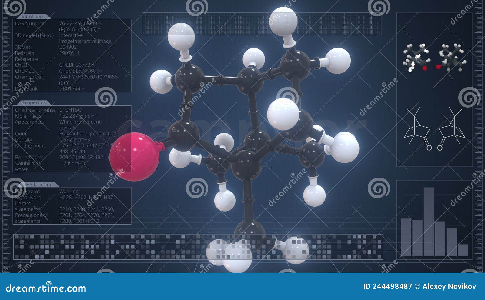 Overview of the Molecule of Camphor on the Computer Screen. 3d ...