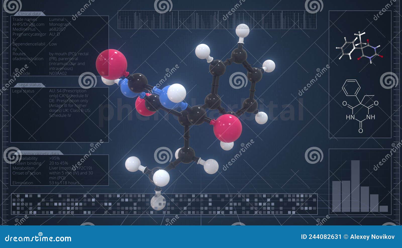 Phenobarbital Molecule, Molecular Structures, Barbiturate, 3d Model ...