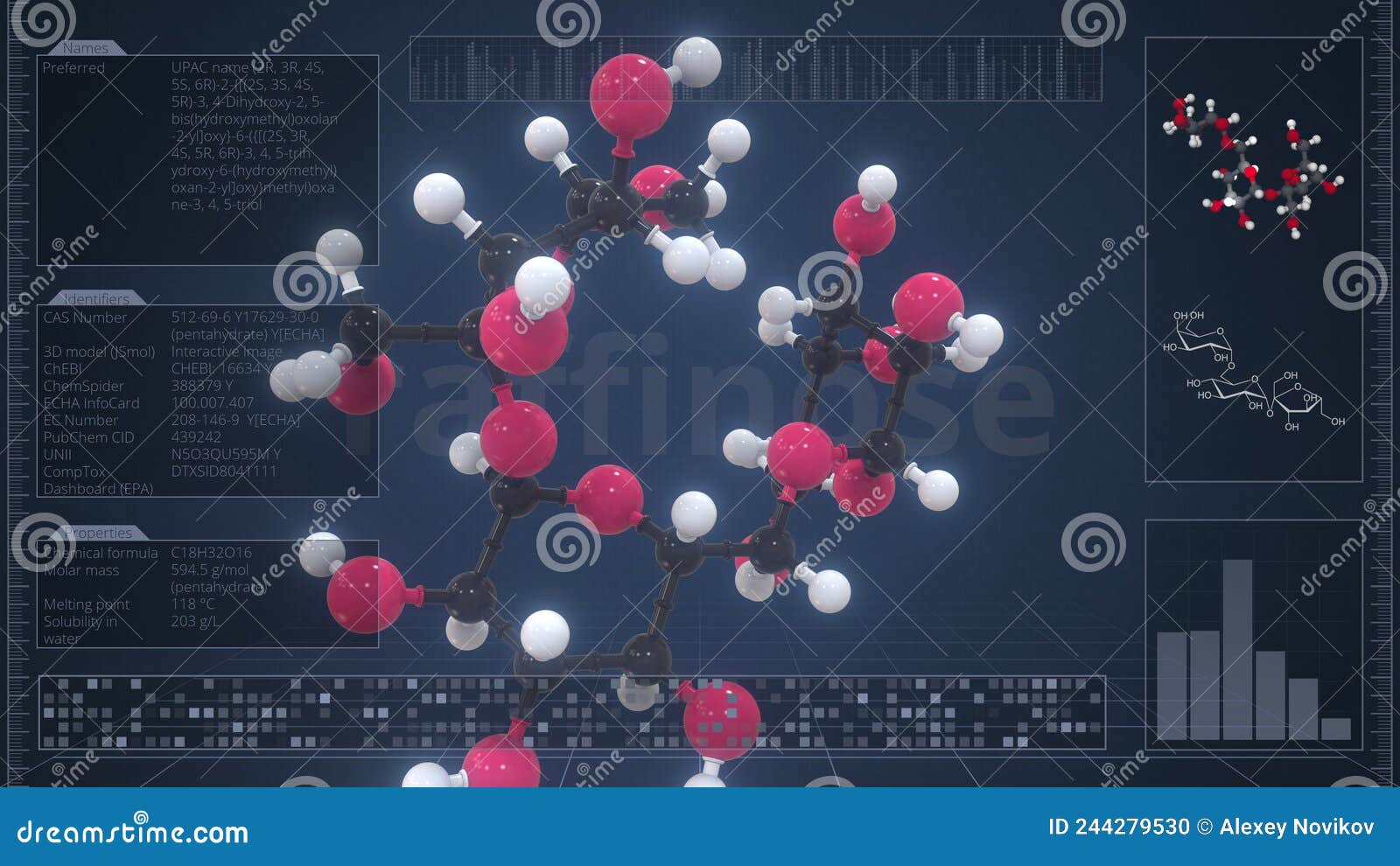 Raffinose Molecule with Description on the Computer Screen, 3d ...