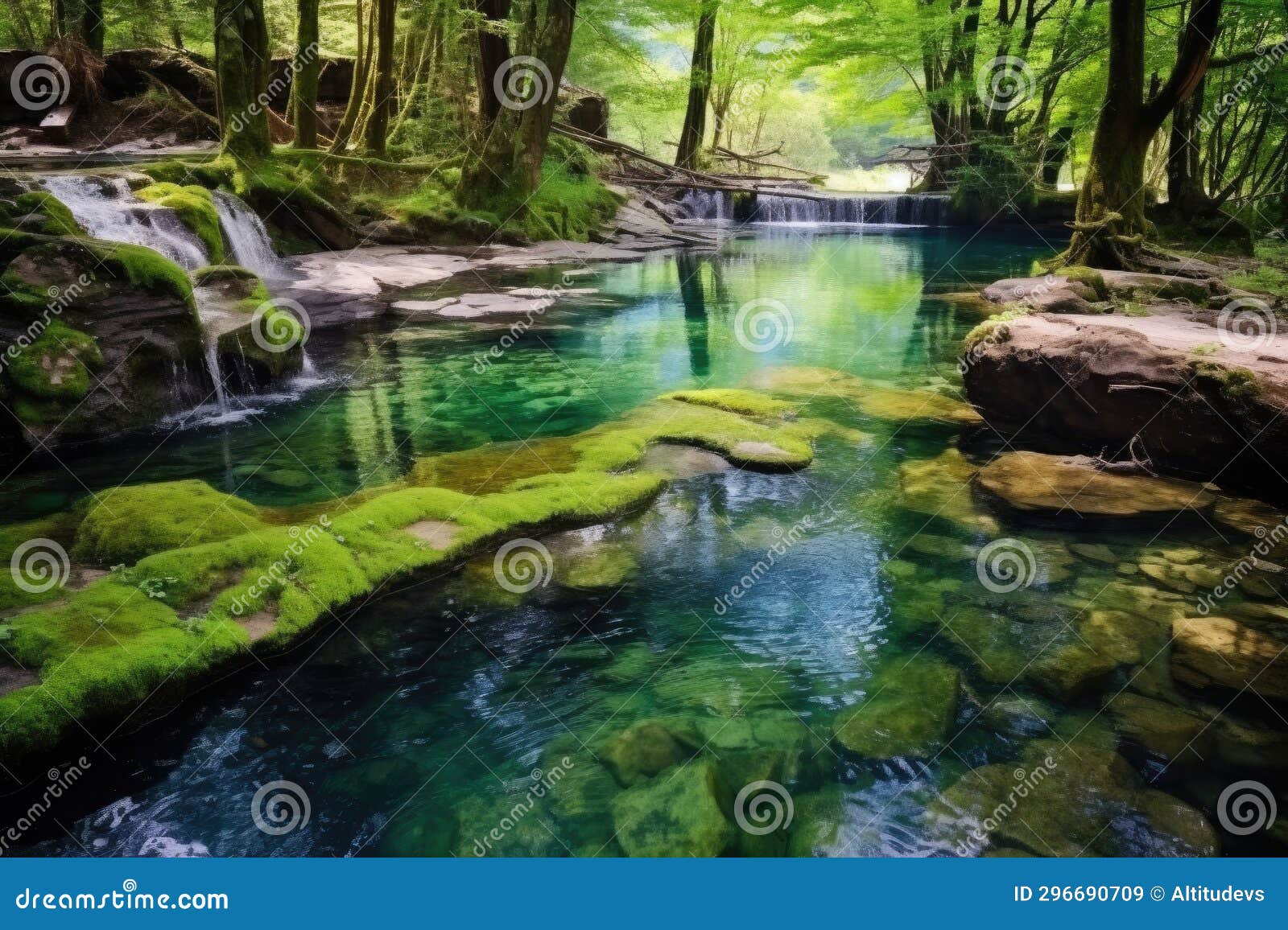 Overview of Multiple Hot Spring Pools in the Forest Stock Image - Image ...