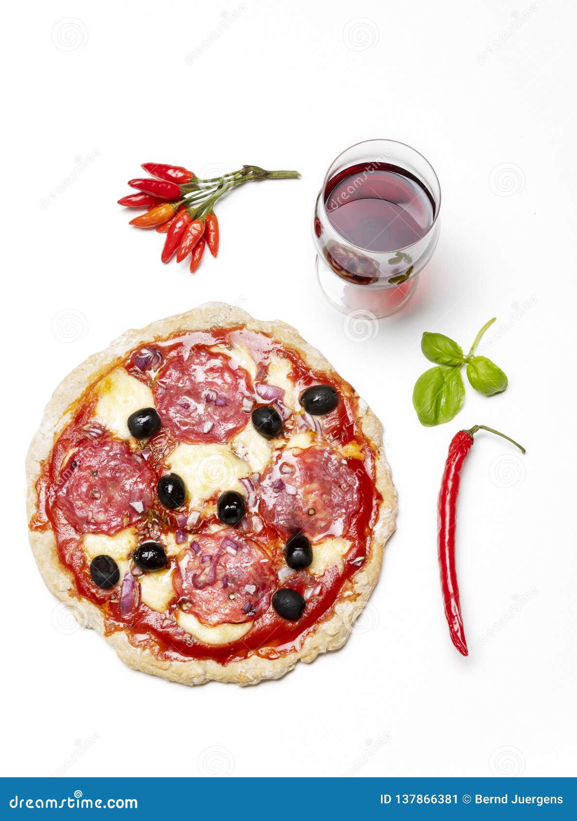 Overview of a pizza stock image. Image of basil, meat - 137866381