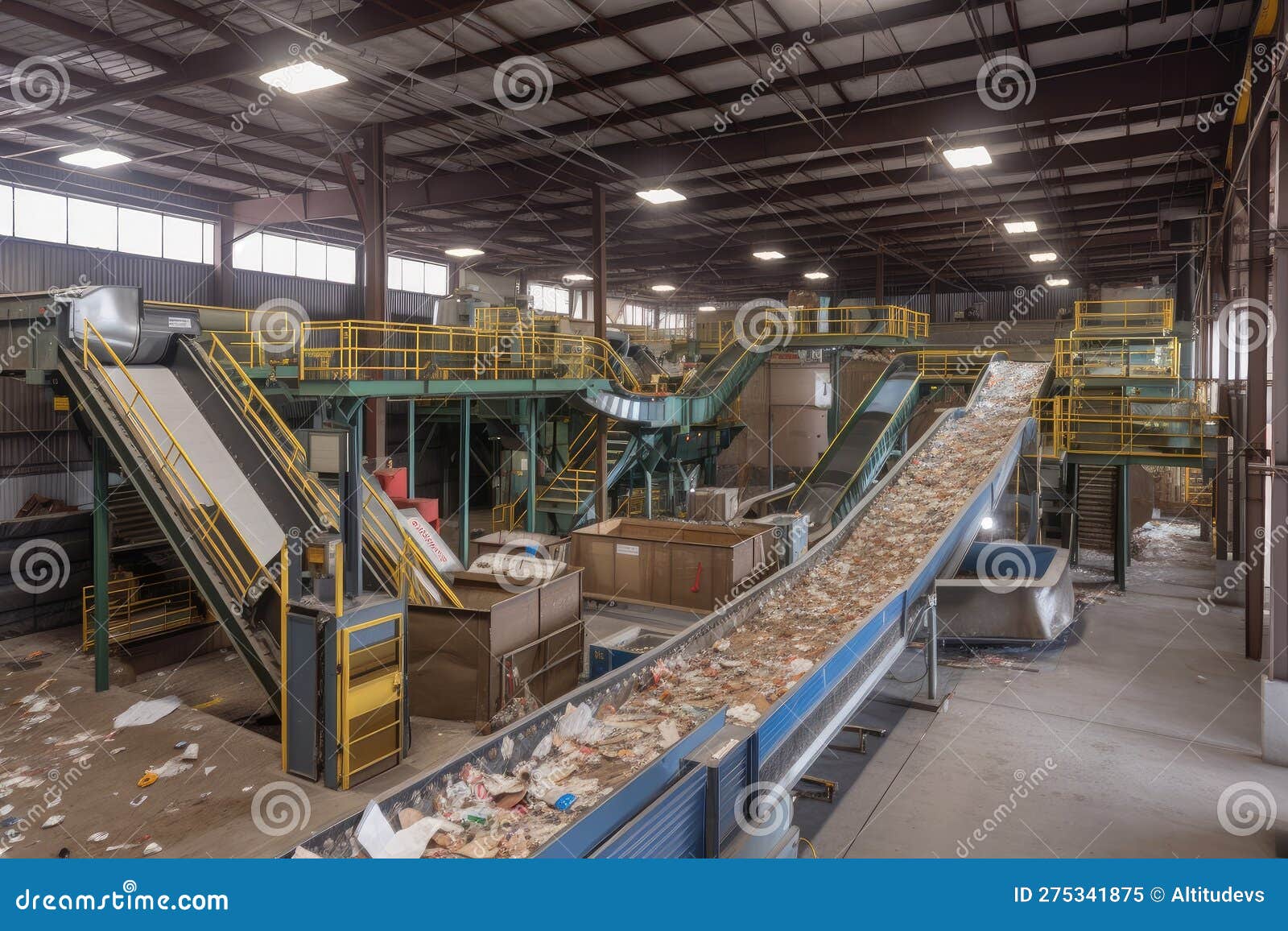 An Overview of a Recycling Facility, with Bins and Conveyors Sorting ... An Overview of a Recycling Facility, with Bins and Conveyors Sorting ...
