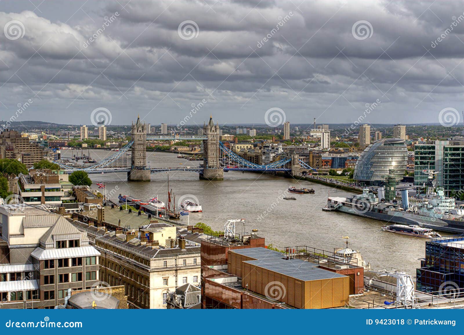 Overview of River Thames in London Stock Photo - Image of hall, travel ...
