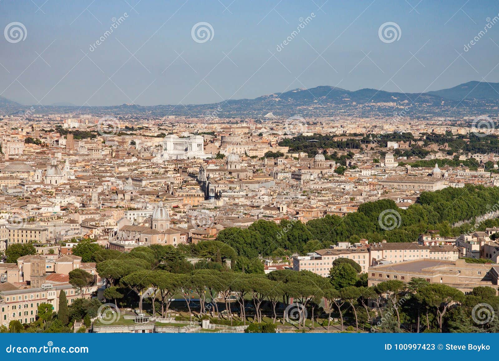 Overview of Rome from Above Showing Landmarks Stock Image - Image of ...