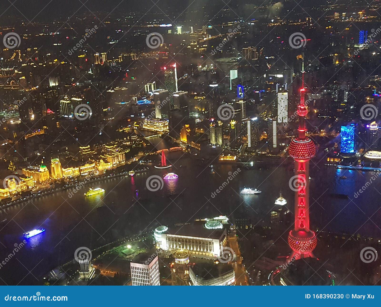 The Overview of Shanghai City at Night Stock Photo - Image of modern ...