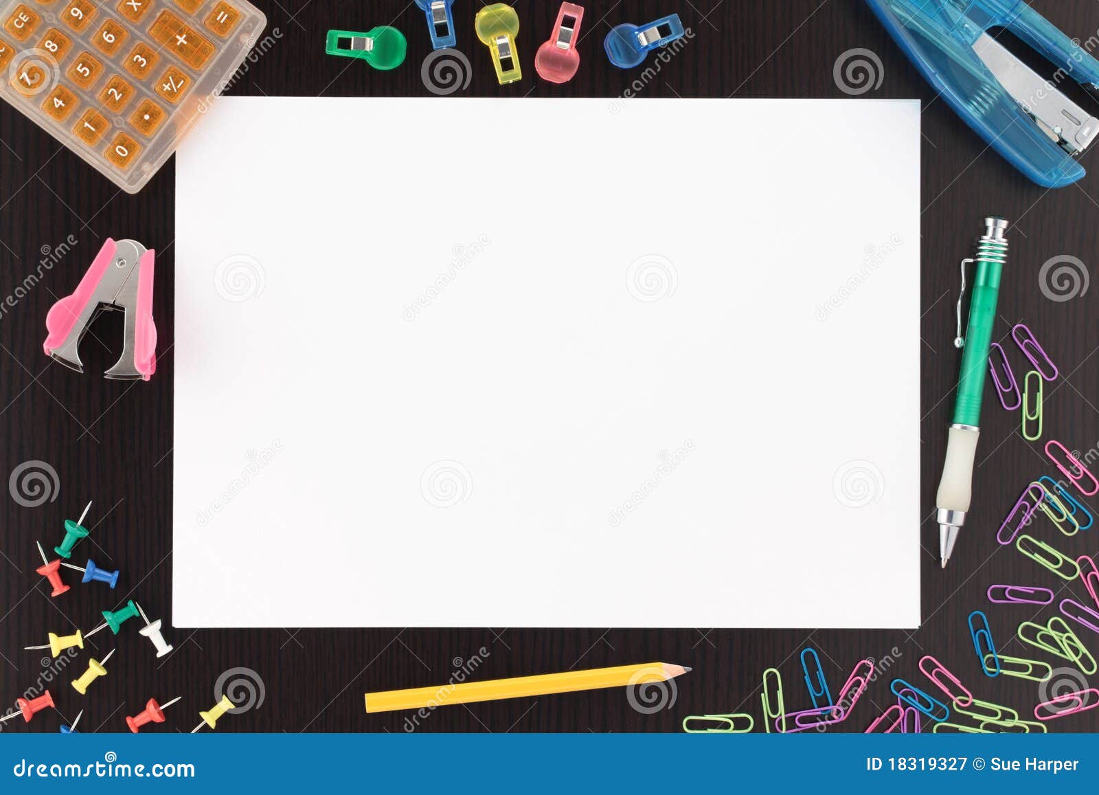 Overview Stationery with Paper and Pen on Desk Stock Image - Image of ...