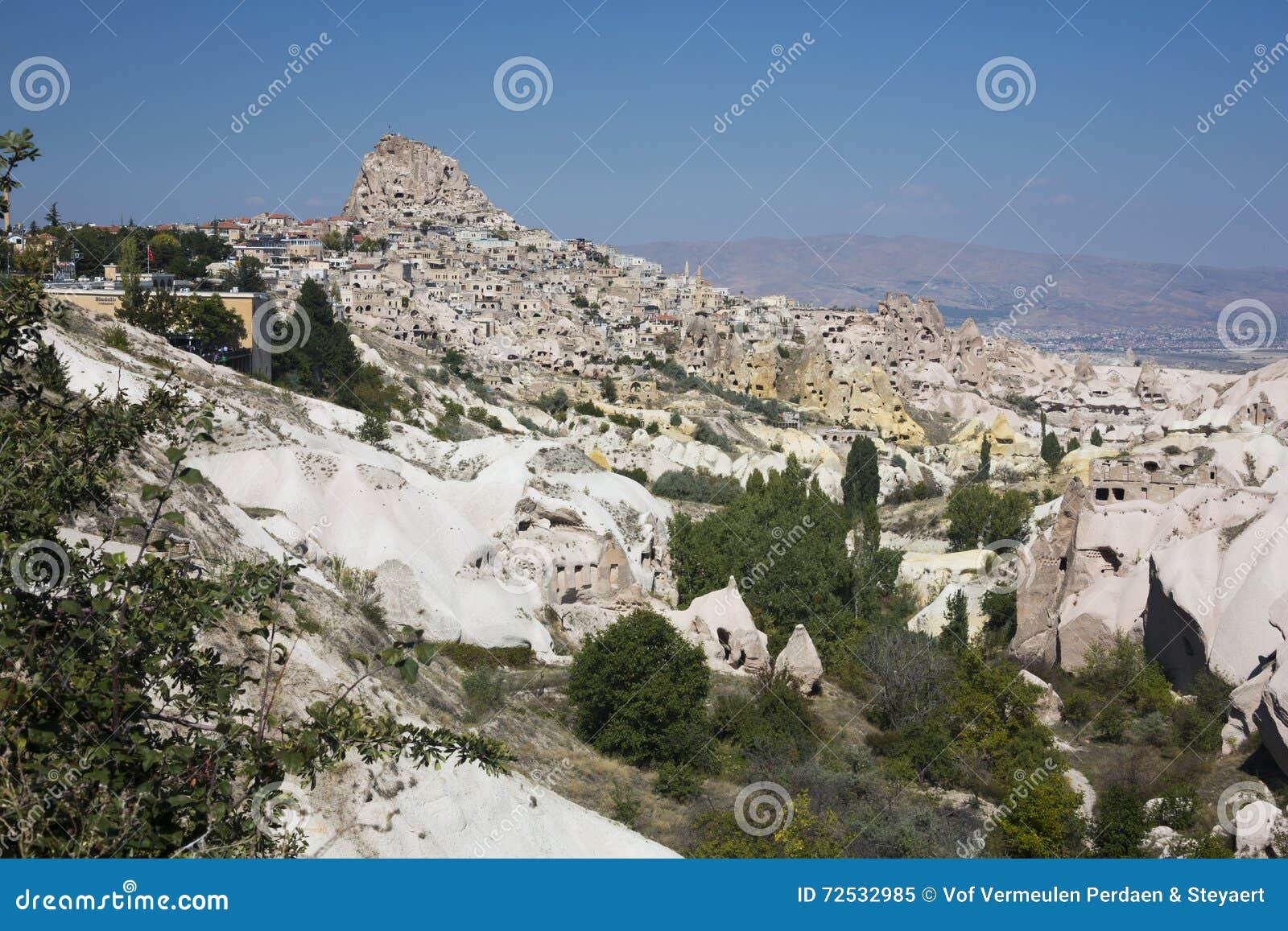Overview of UÃ§hisar with Its Castle Stock Image - Image of cappadocia ...