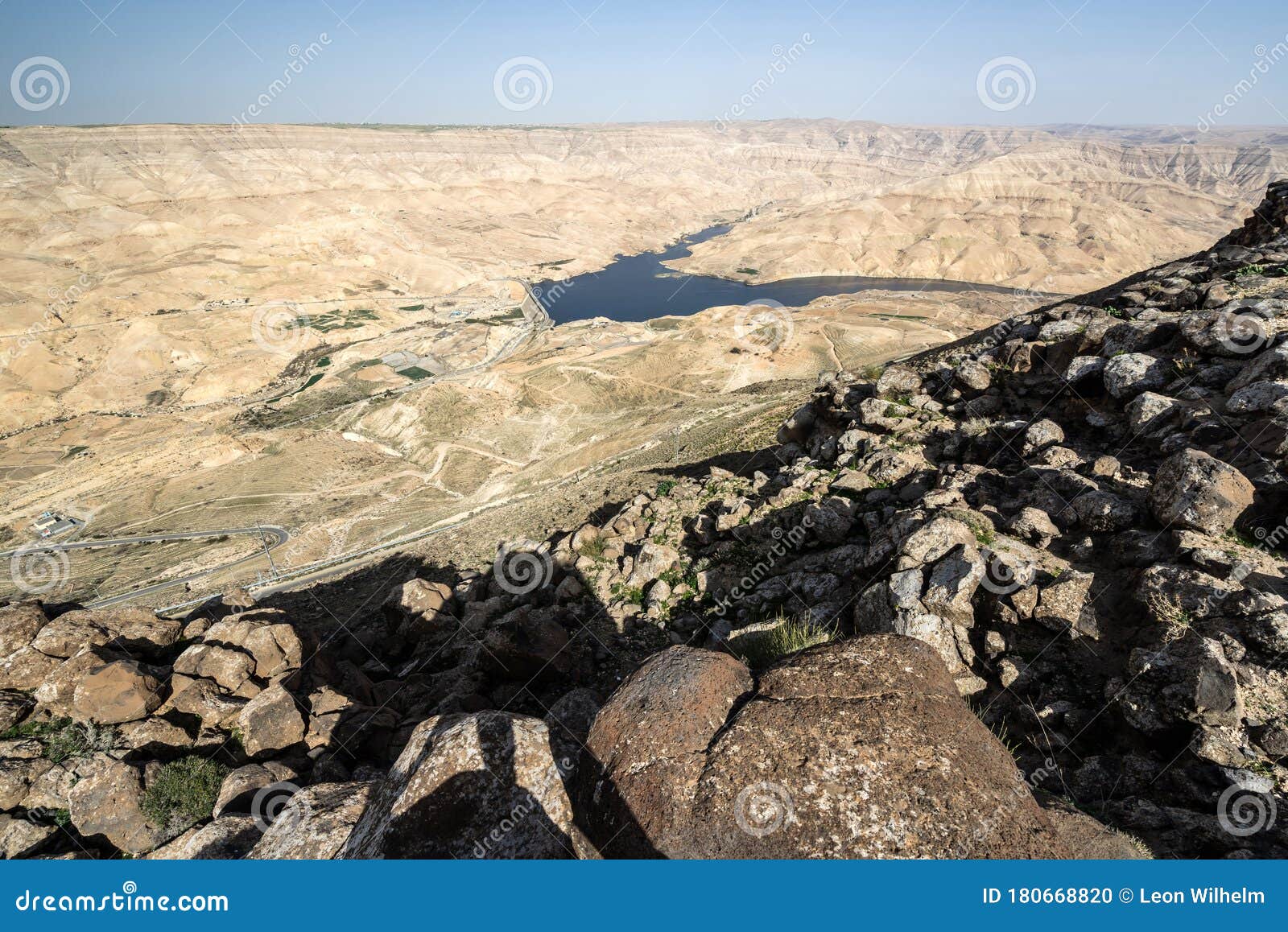 Overview of Wadi El Mujib Dam and Lake, Jordan Stock Photo - Image of ...
