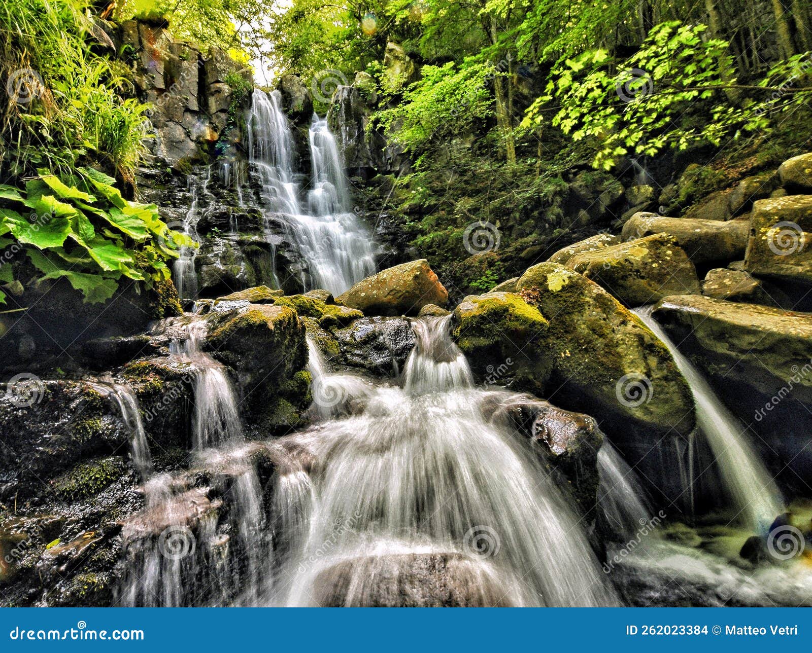 Overview Of Waterfalls In The Italian Forest Stock Photo ...