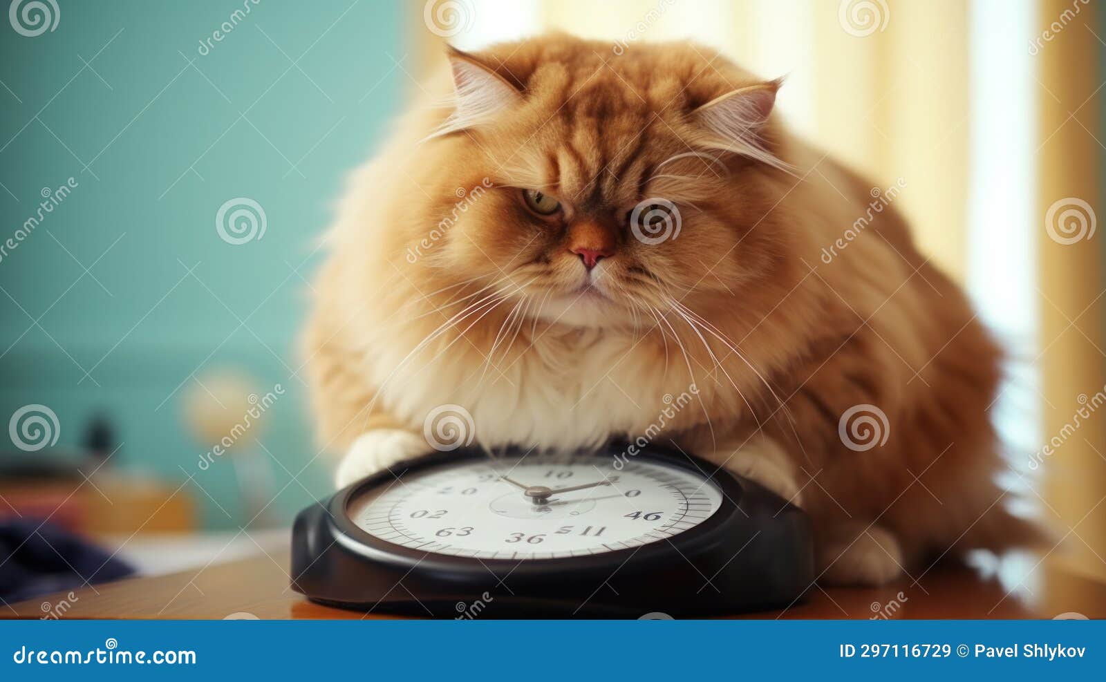 Overweight Cat Sitting on Weight Scale Stock Image - Image of monitor ...