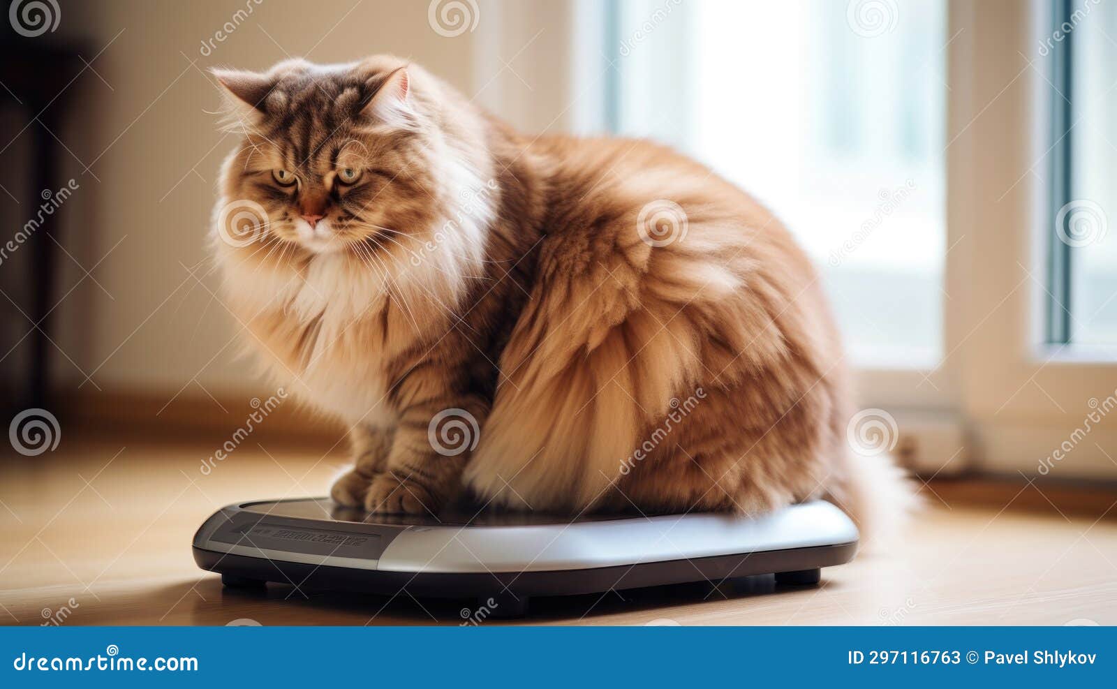Overweight Cat Sitting on Weight Scale Stock Image - Image of care ...