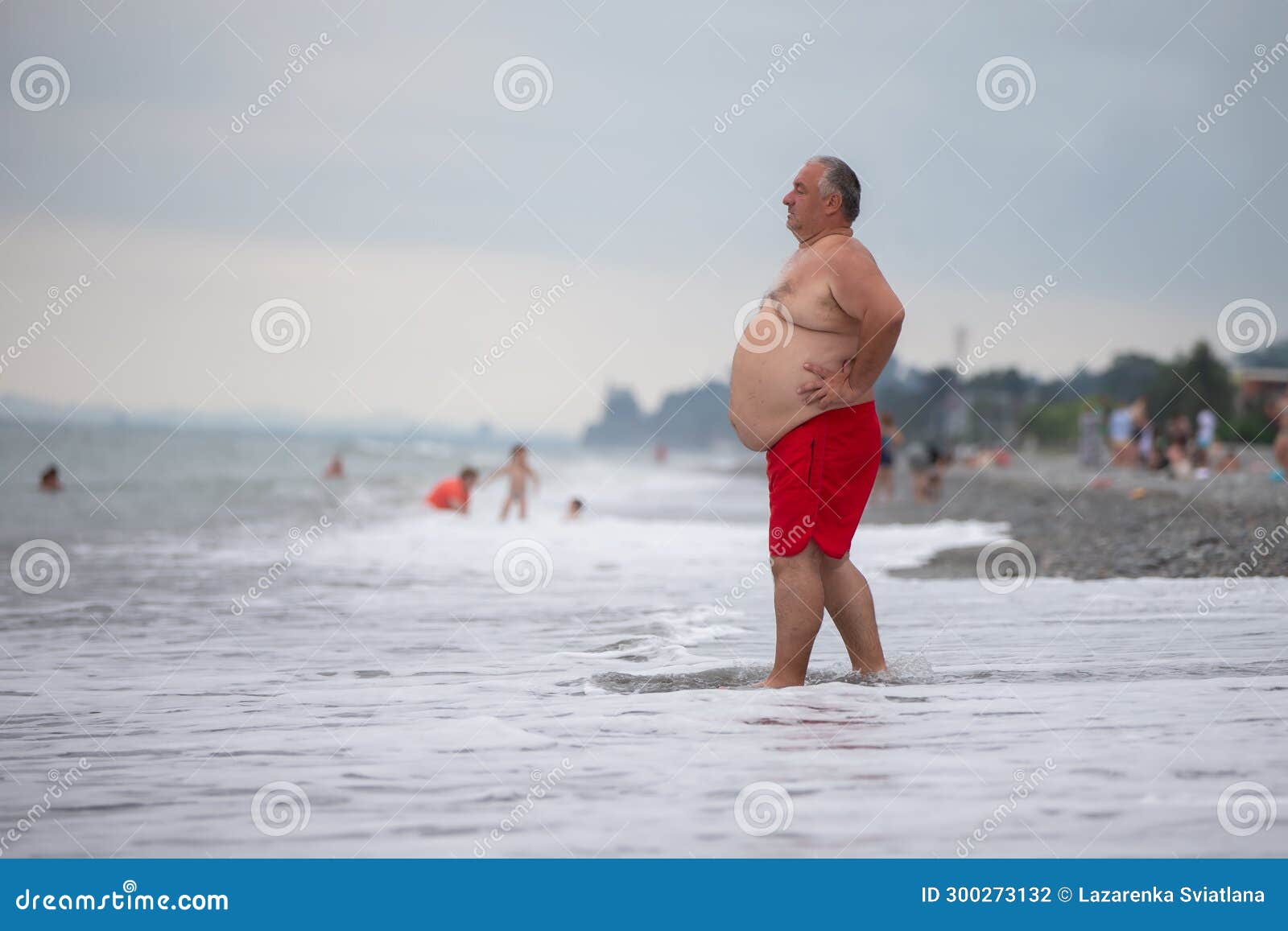 An overweight elderly man stock photo. Image of summer - 300273132