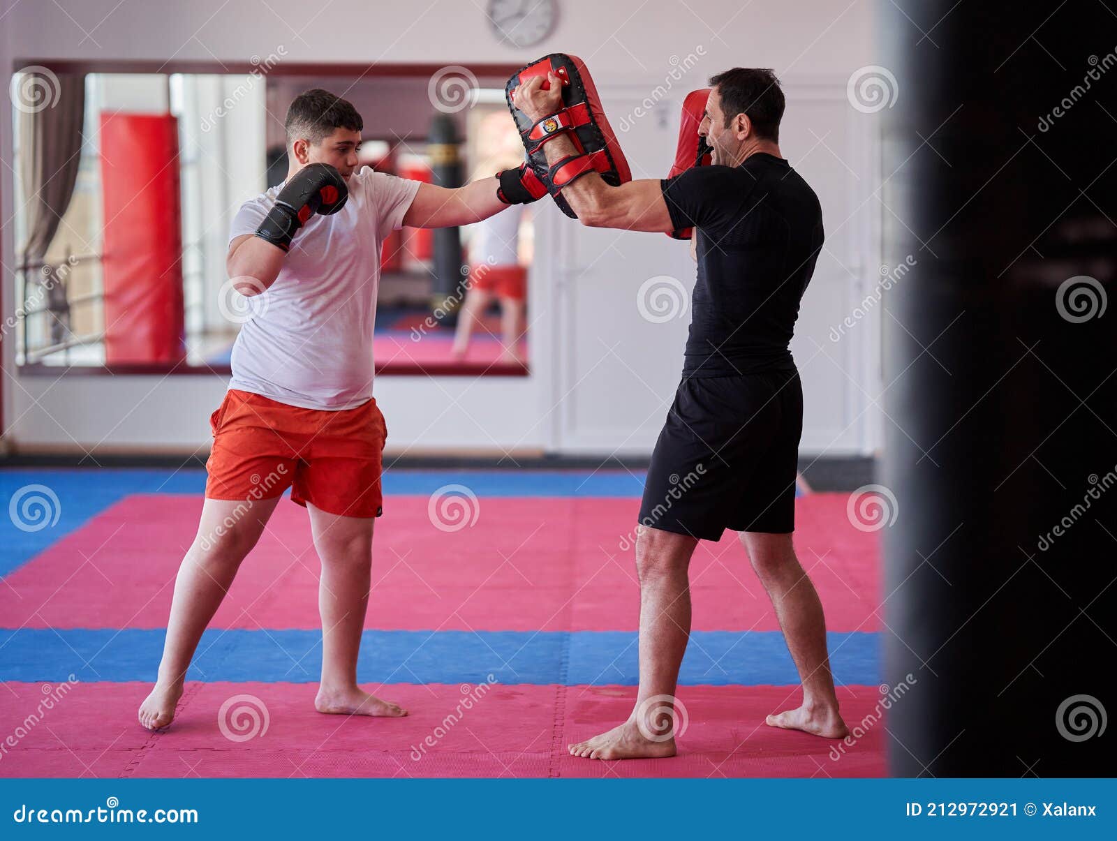 Overweight Kickboxer with His Trainer Stock Image - Image of caucasian ...