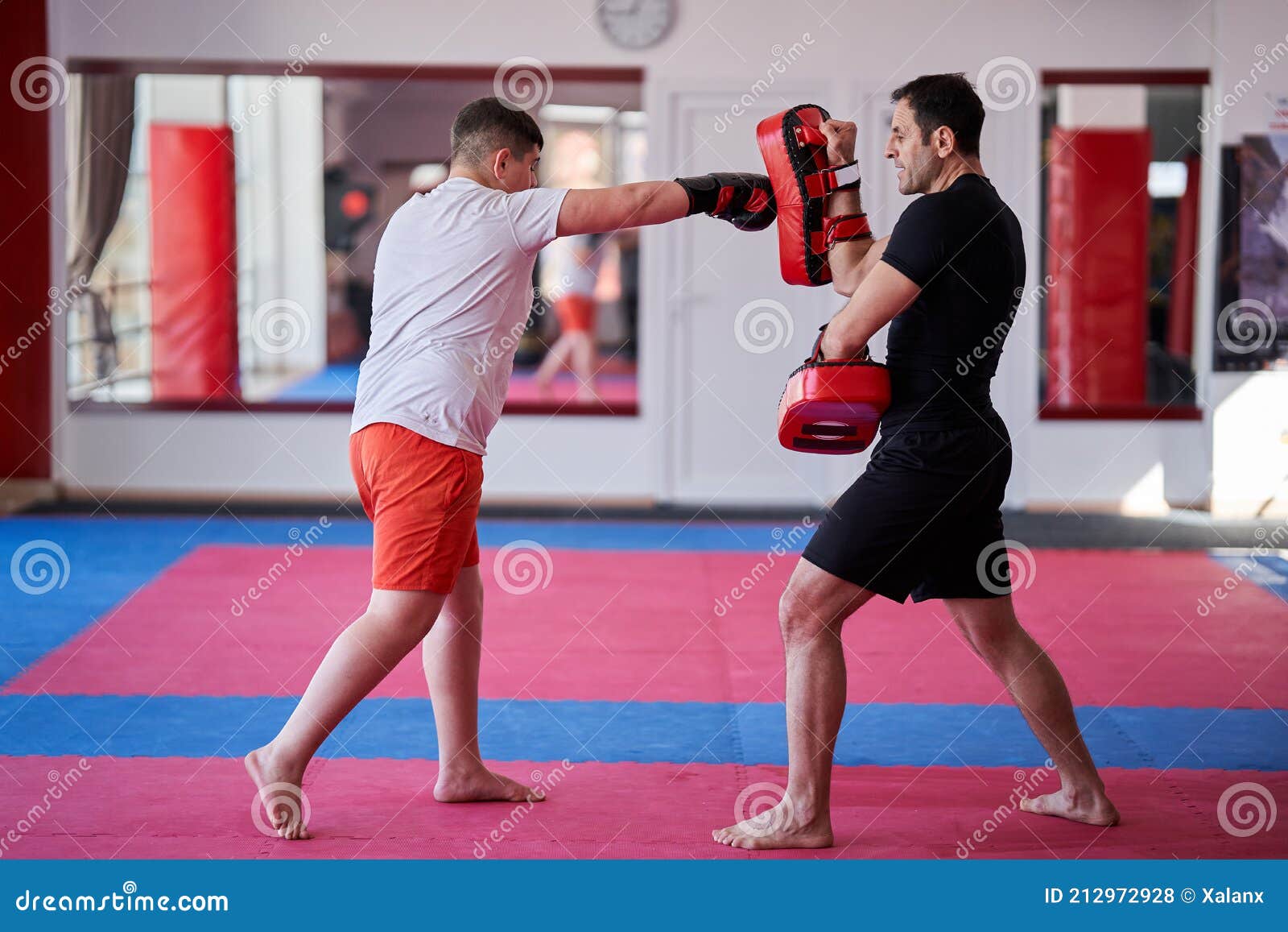 Overweight Kickboxer with His Trainer Stock Photo - Image of motivation ...