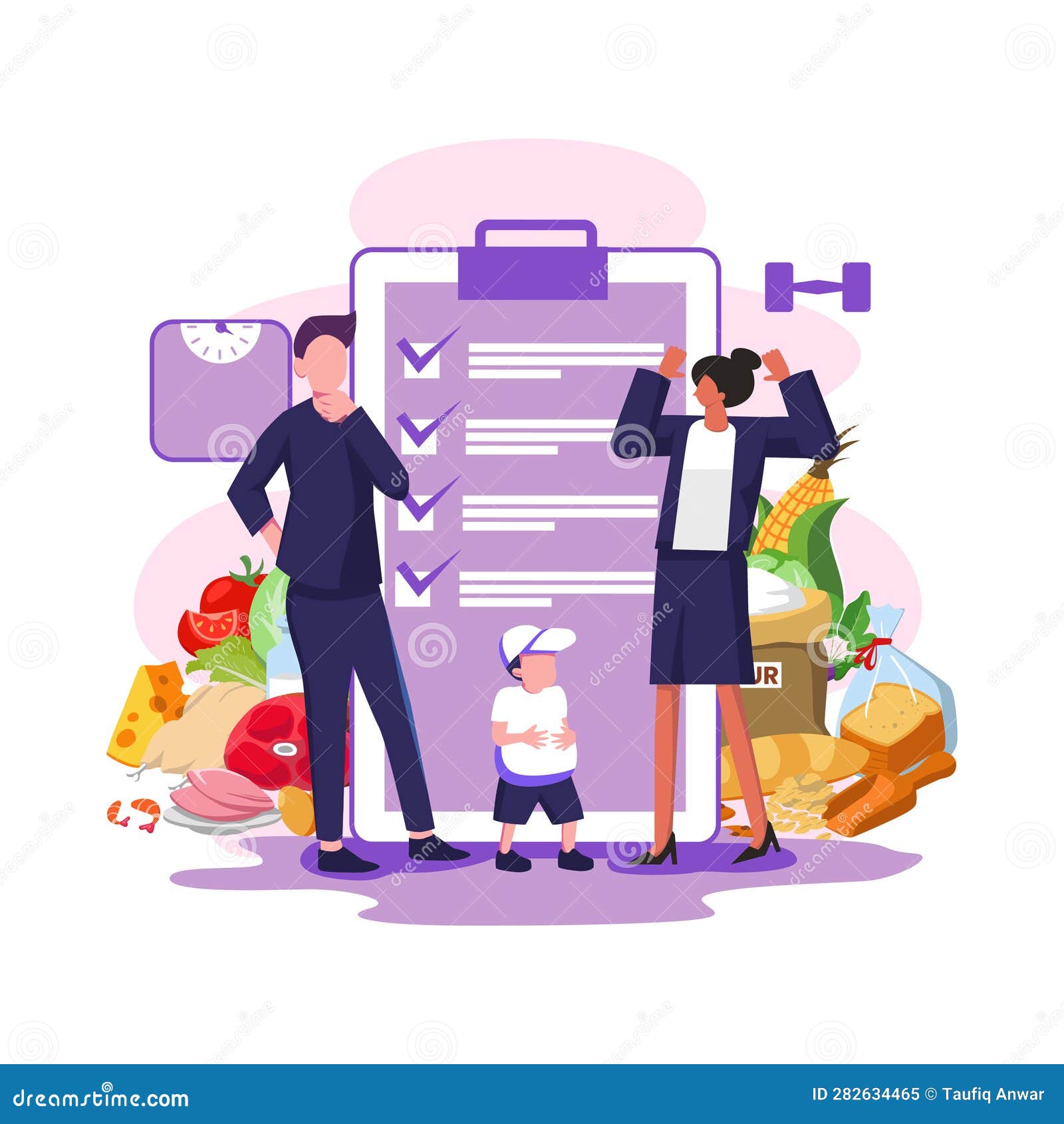 Overweight Kids Training Plan Flat Style Illustration Vector Design ...