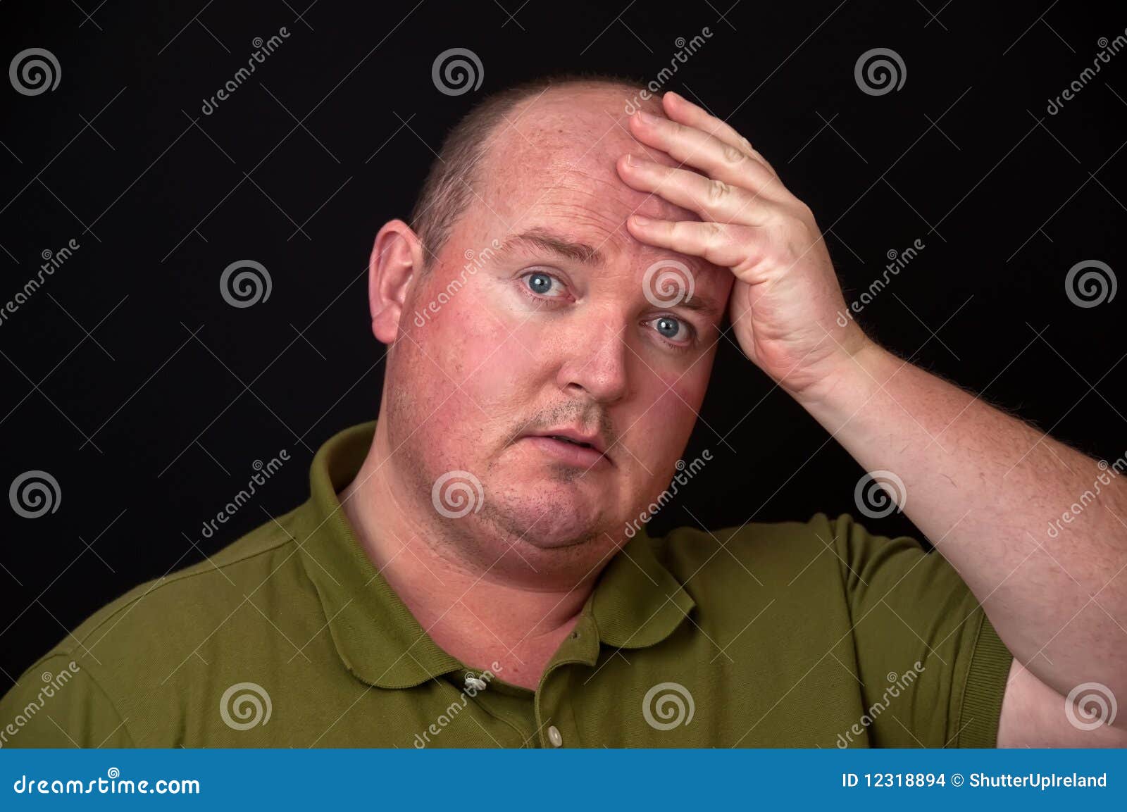 Overweight Male with Heavy Thoughts on His Mind Stock Photo - Image of ...