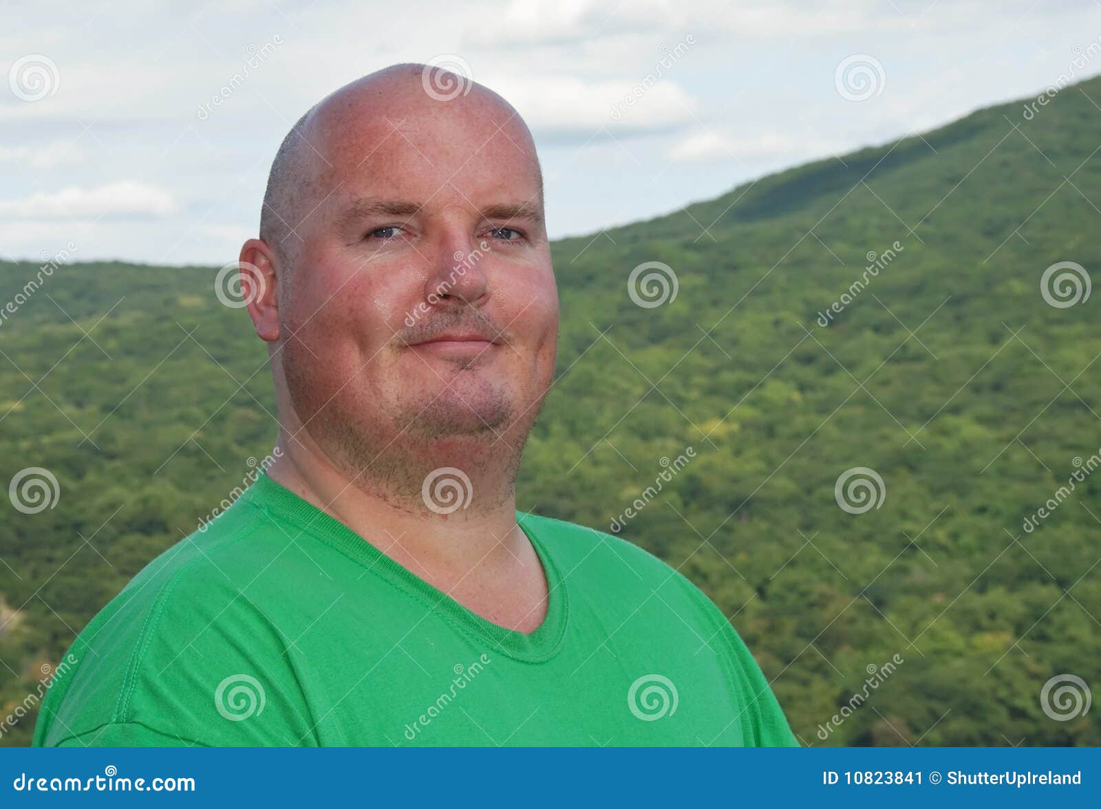 Overweight Male after Hike Up a Forest Mountain Stock Image - Image of ...
