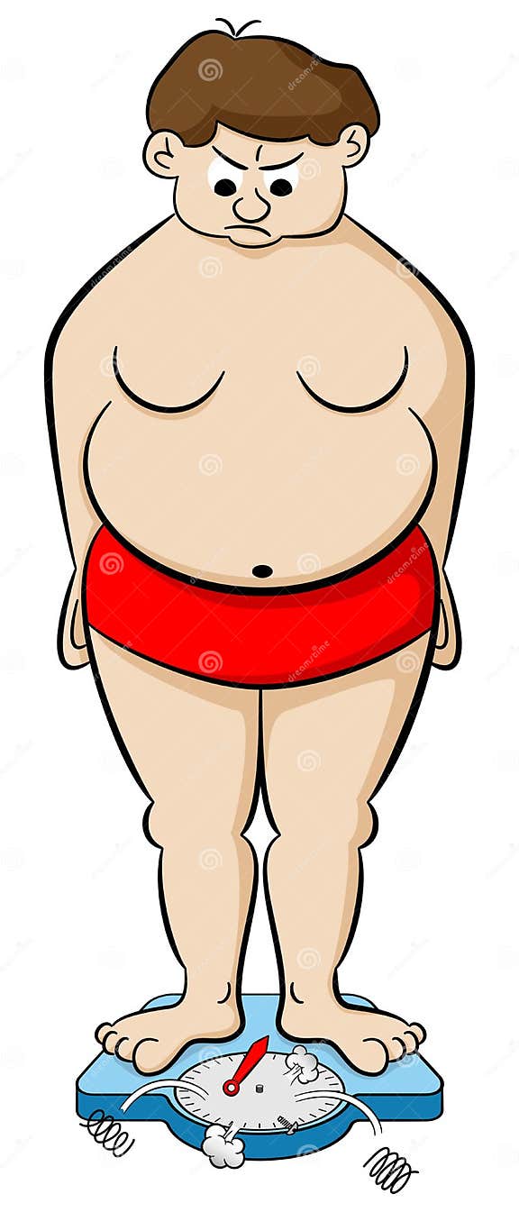 Overweight Man On Bathroom Scale Stock Vector Illustration Of Body