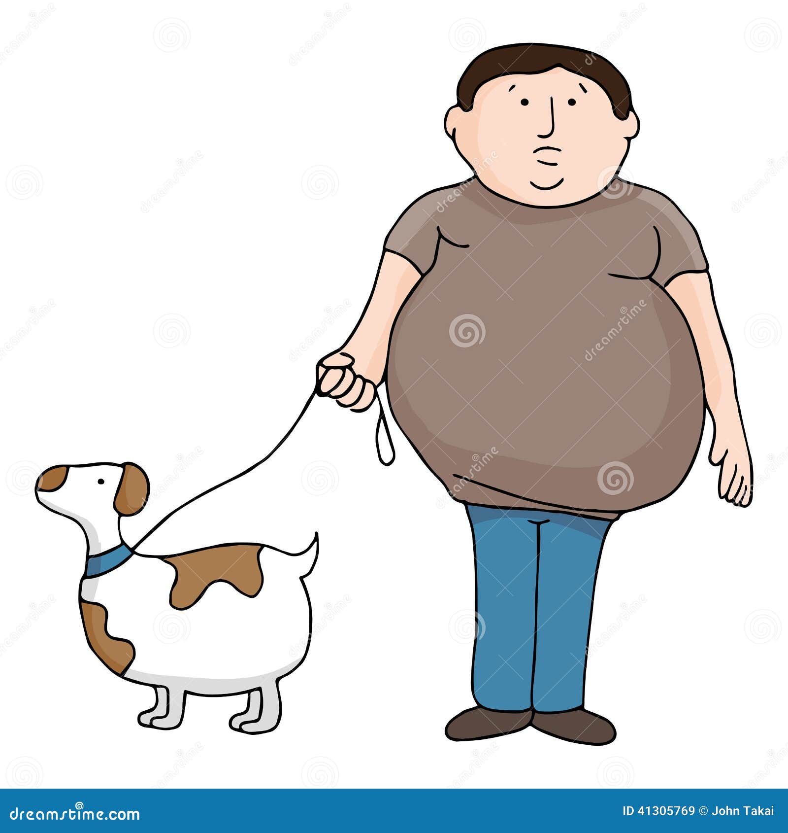 Overweight Man and Dog stock vector. Illustration of design - 41305769