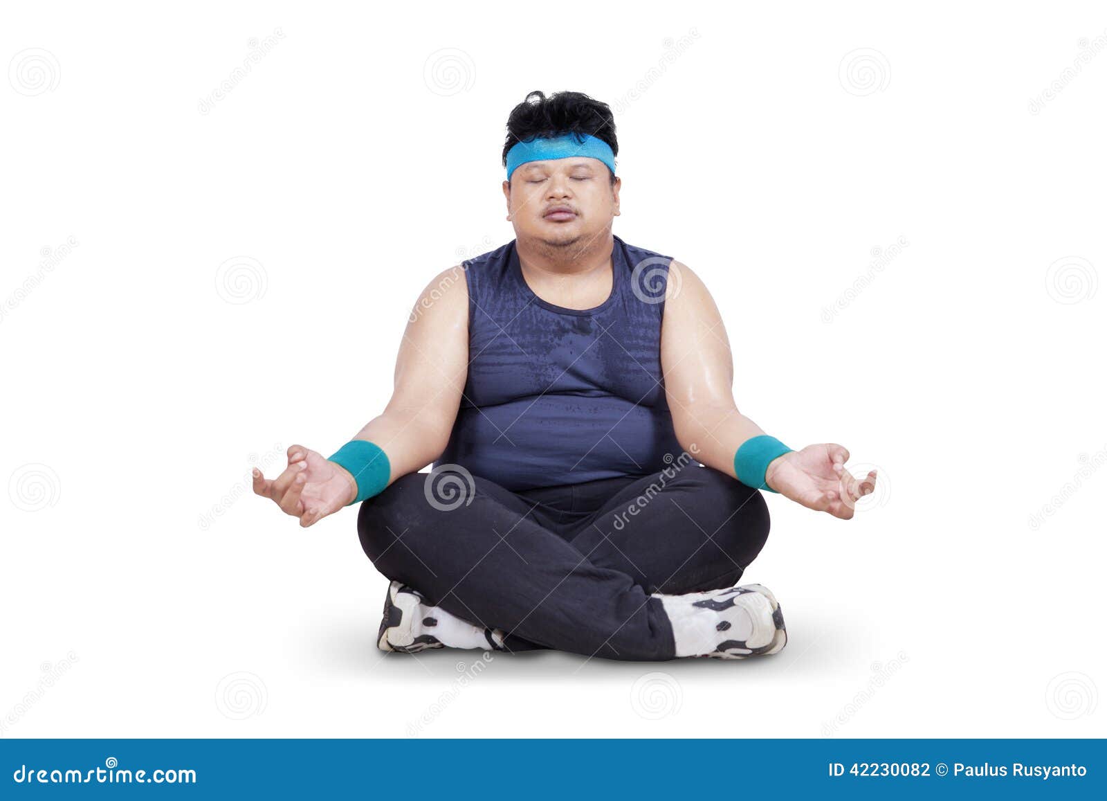 Overweight Man Doing Meditation Stock Photo - Image of asian, position ...