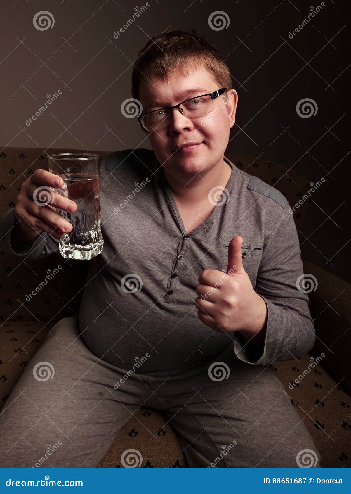 Overweight Man Drinking Water Stock Image - Image of carbodhydrate ...