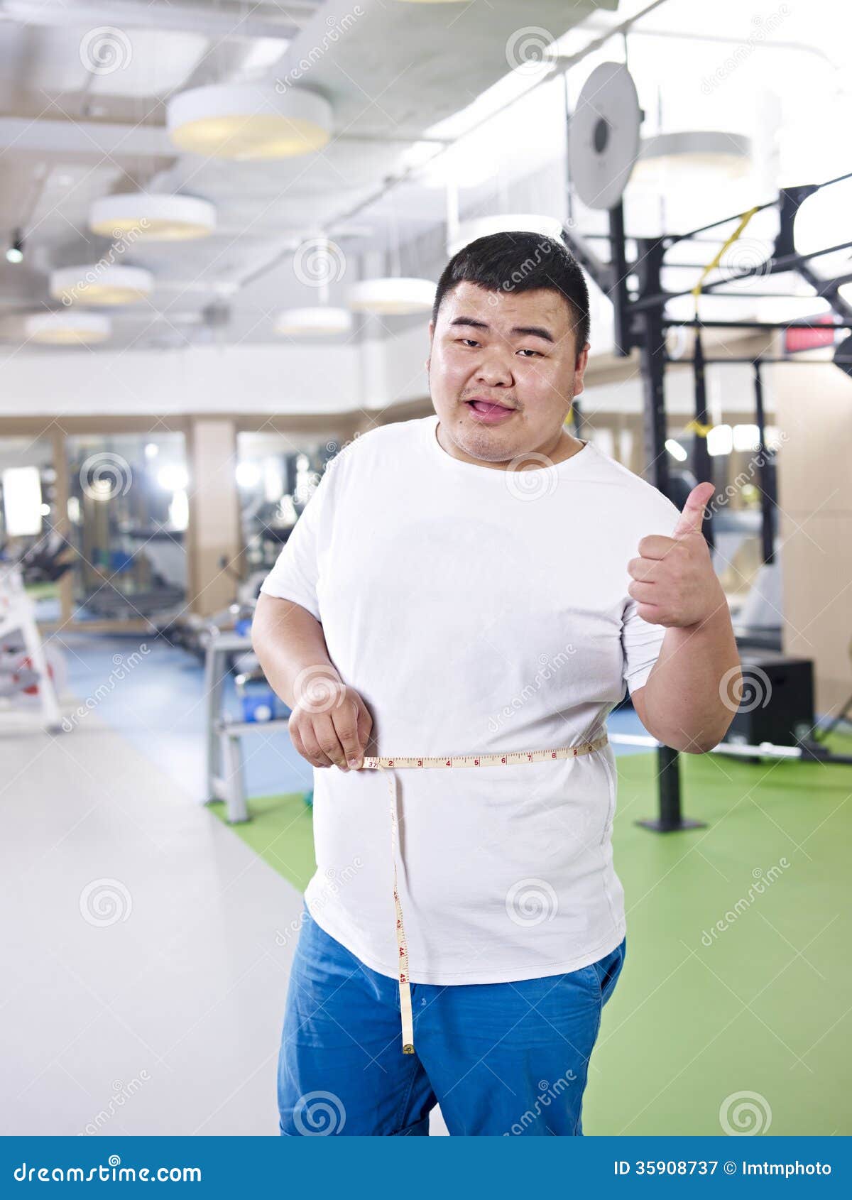 Overweight man in gym stock image. Image of happy, club - 35908737