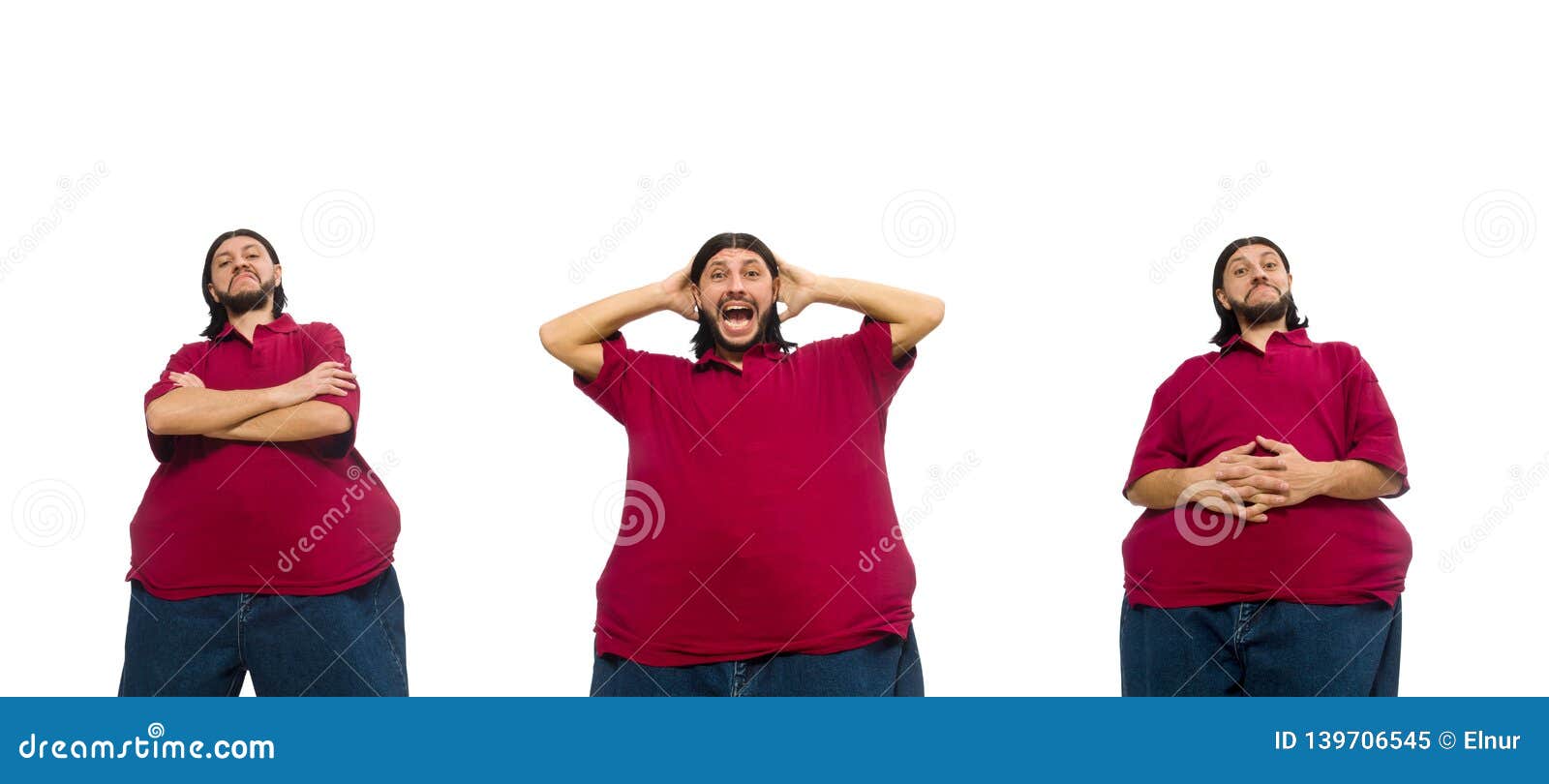 The Overweight Man Isolated on the White Stock Image - Image of ...