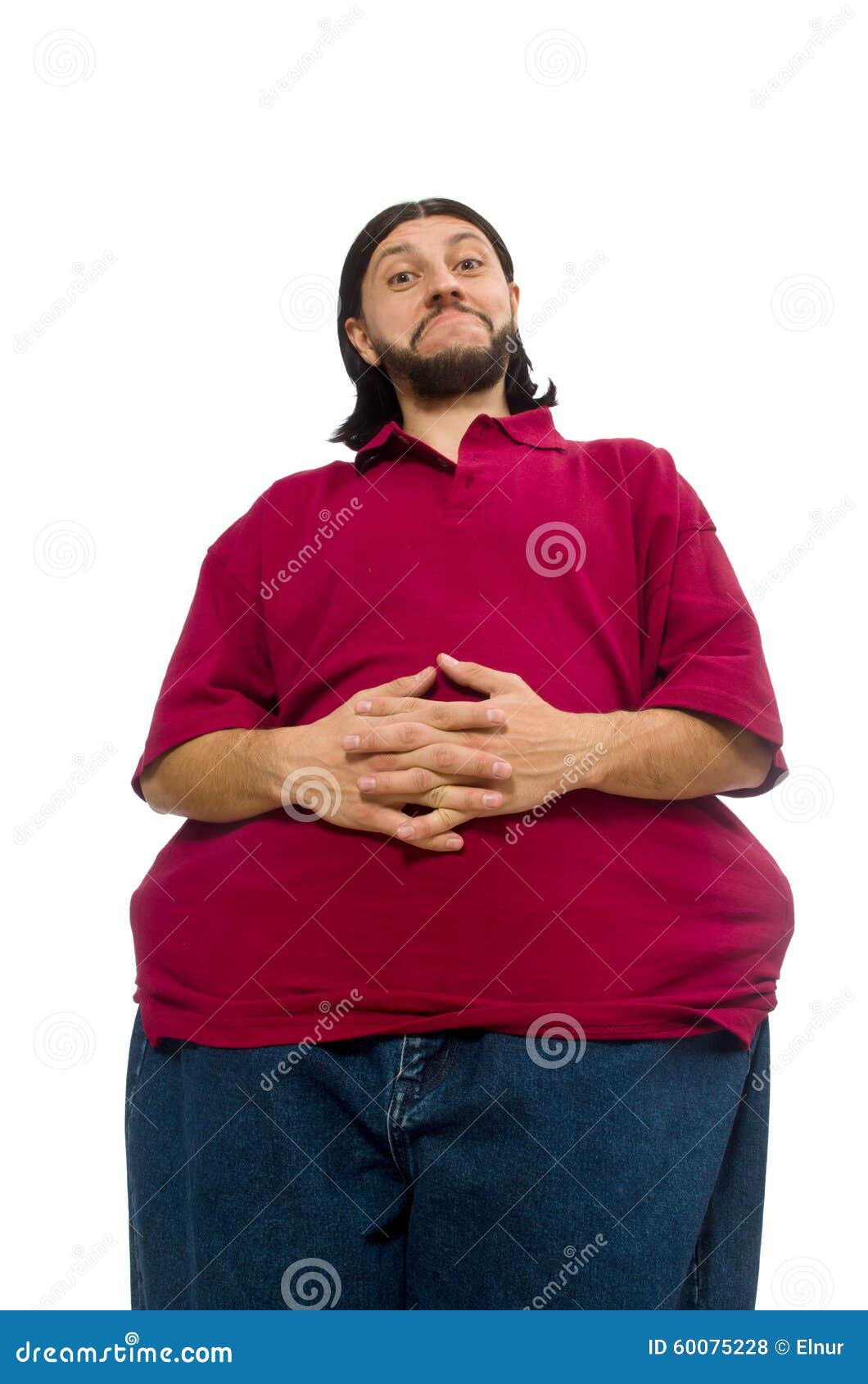 Overweight Man Isolated on the White Stock Photo - Image of funny, food ...