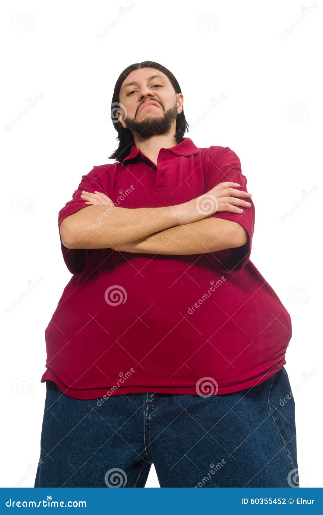 Overweight Man Isolated on the White Stock Photo - Image of dinner ...
