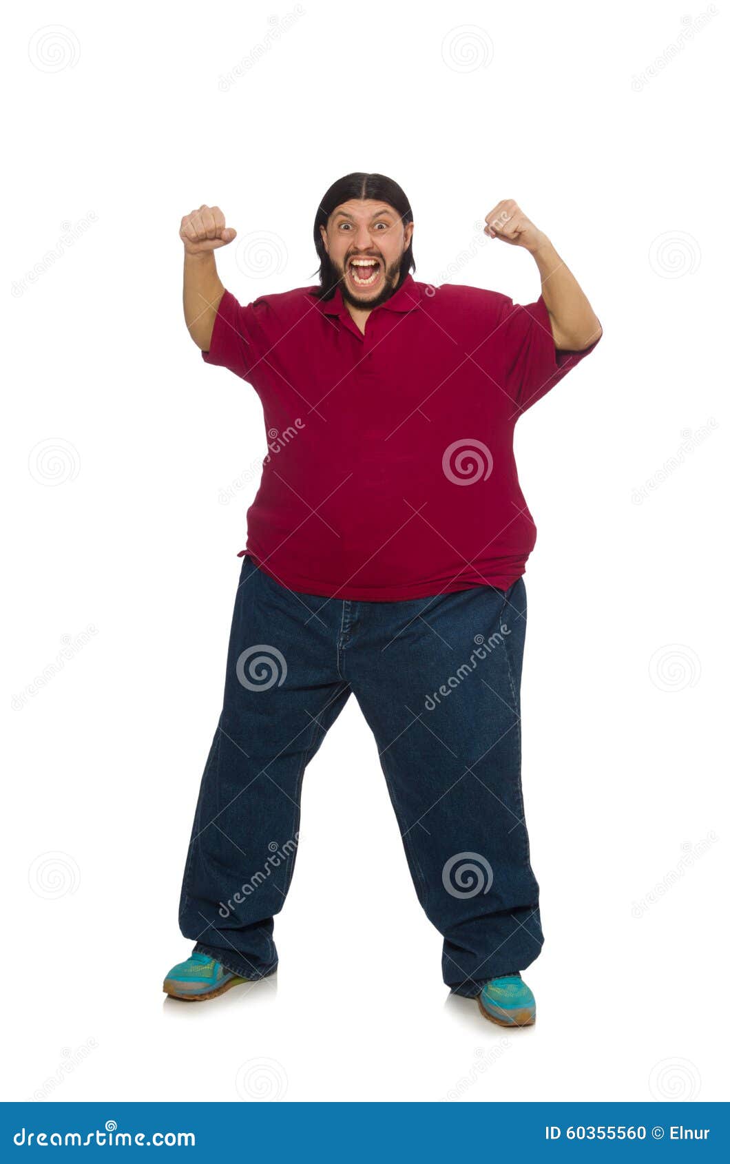 Overweight Man Isolated on the White Stock Photo - Image of food, lunch ...