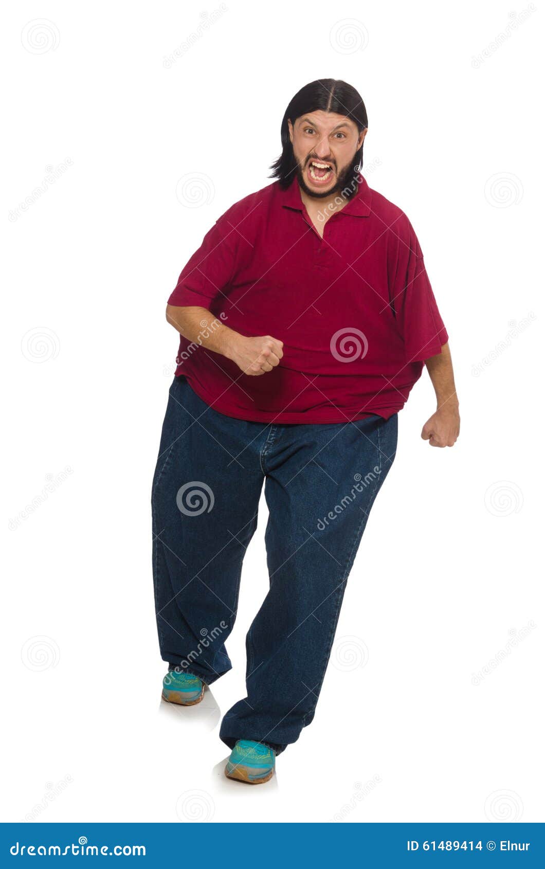 The Overweight Man Isolated on the White Stock Photo - Image of ...