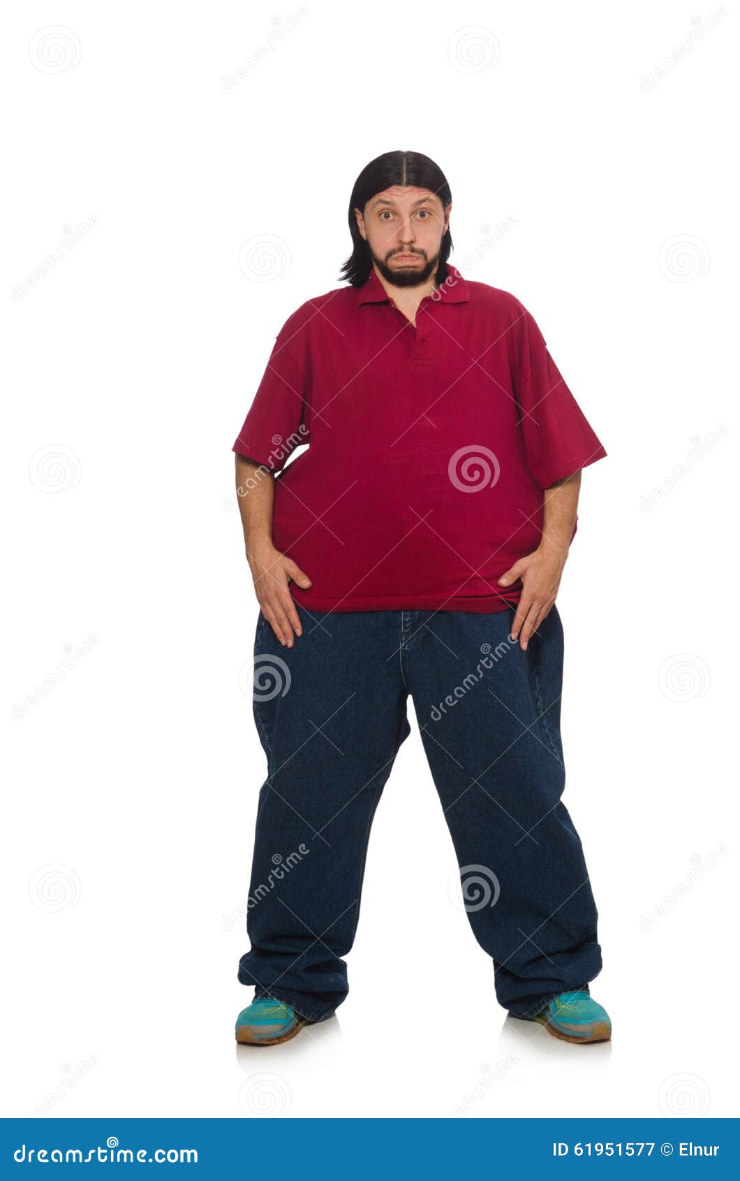 The Overweight Man Isolated on the White Stock Image - Image of ...