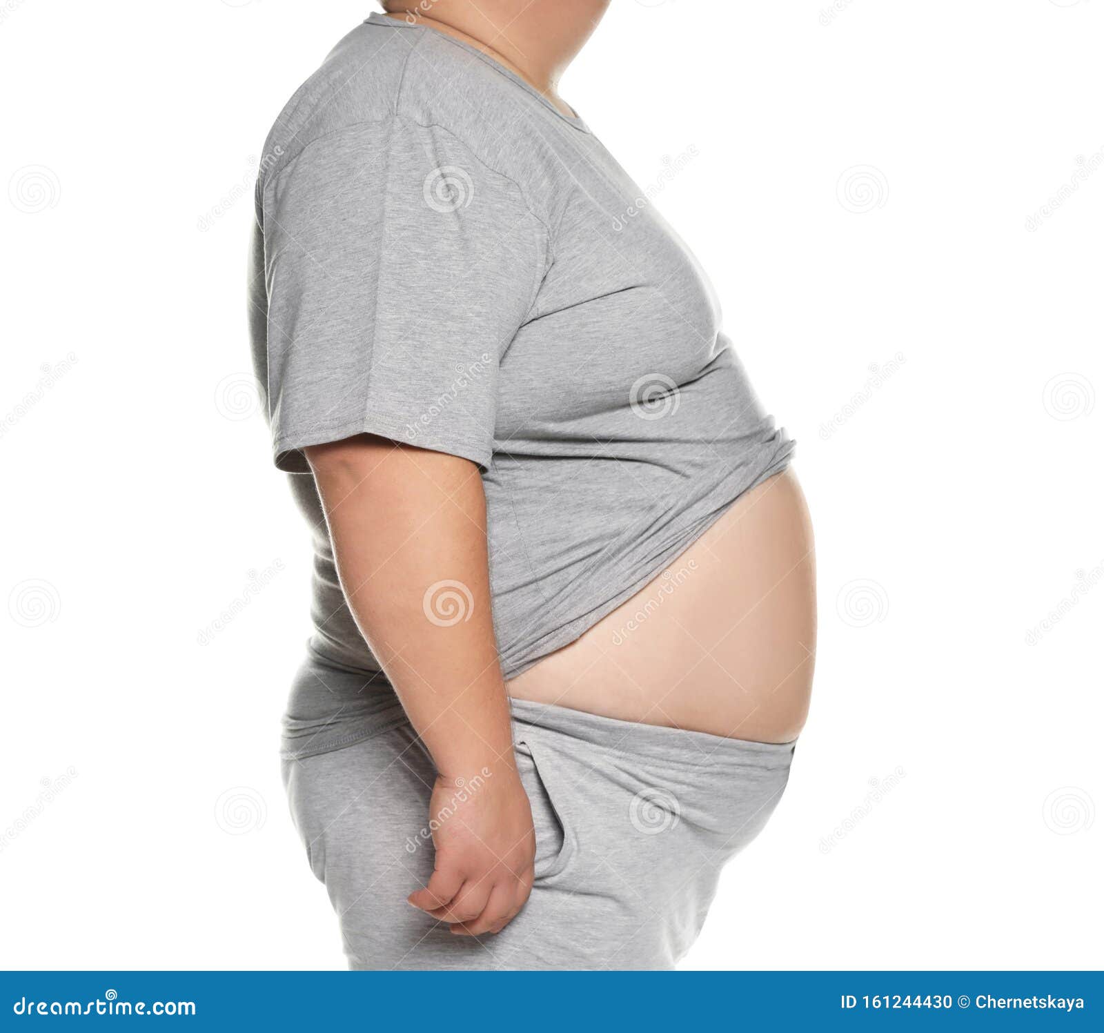 Overweight Man Posing on White Background Stock Photo - Image of care ...