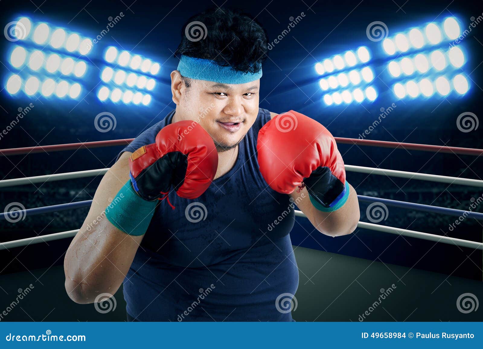 Overweight Man Ready To Boxing Stock Photo - Image of expression, mass ...