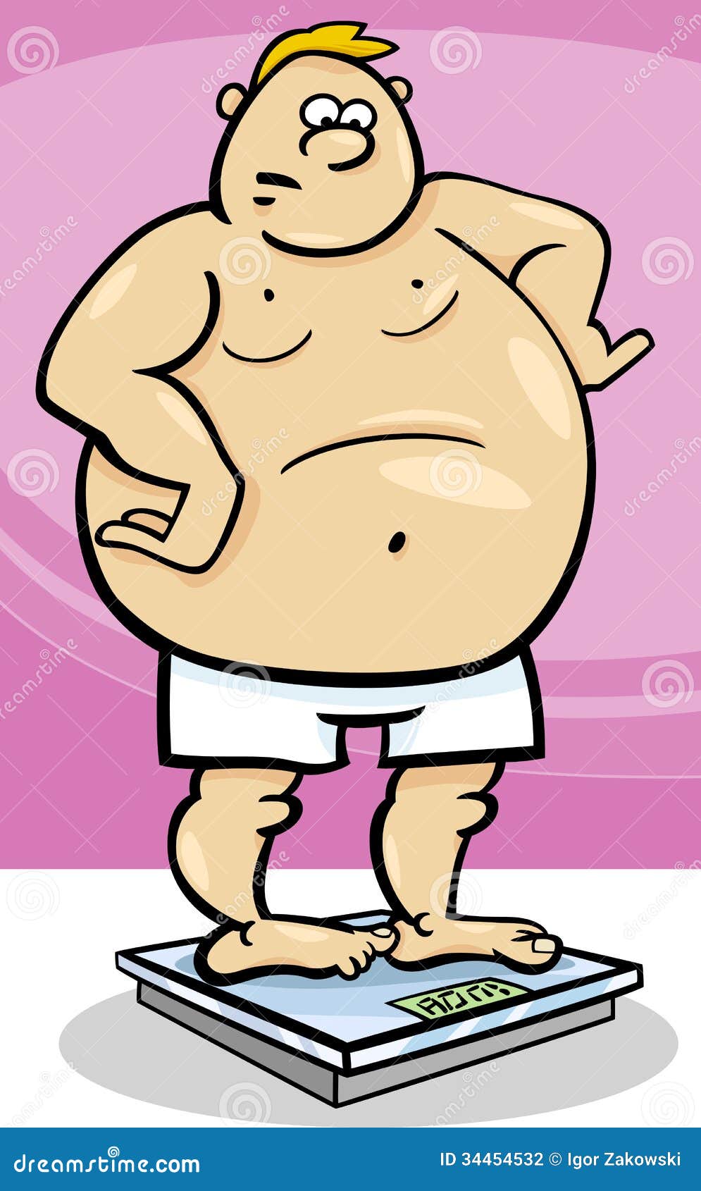 Overweight Man On Scale Stock Vector Illustration Of Scales 34454532