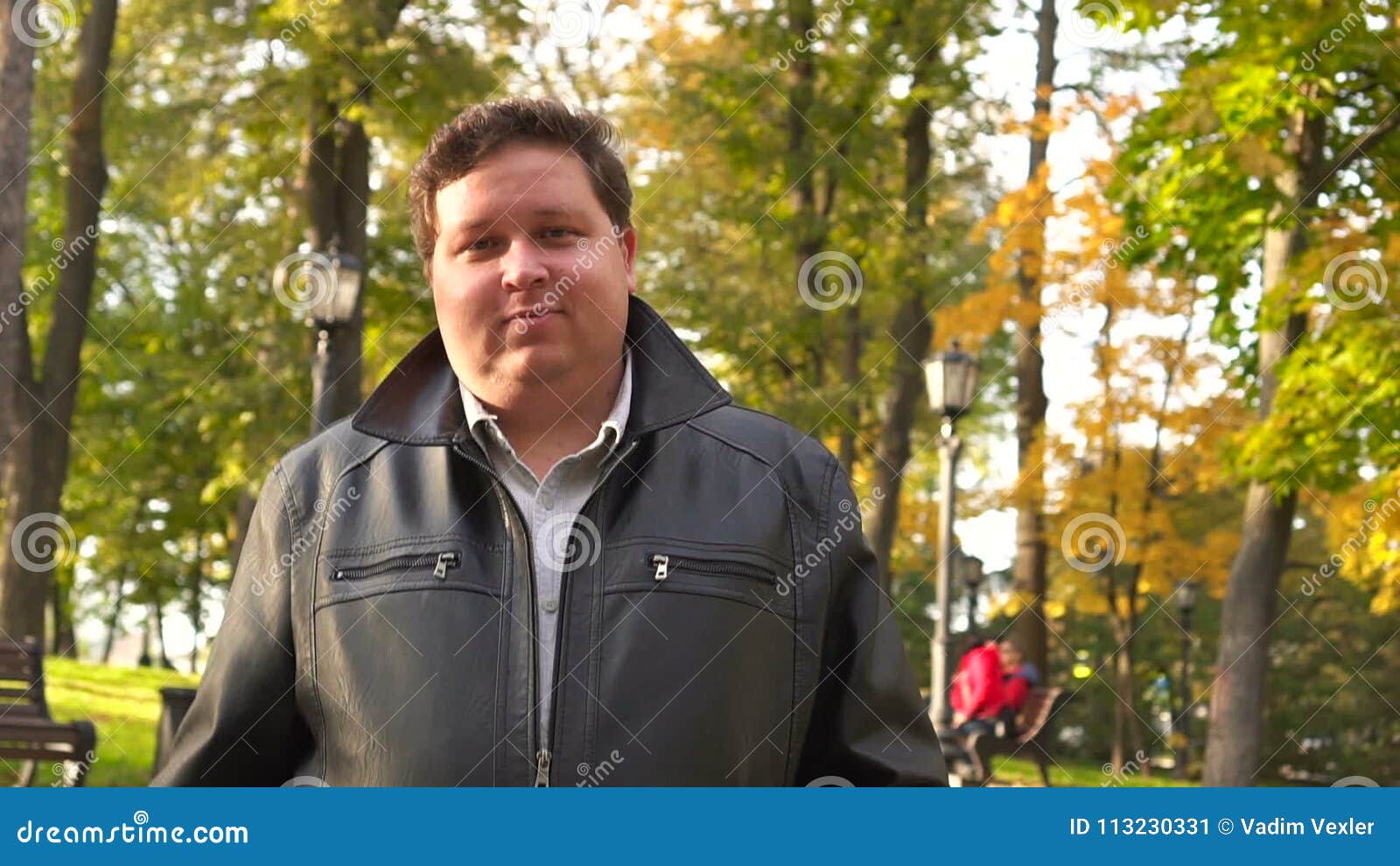 Overweight Man Walking on the Trail in a Park Stock Video - Video of ...