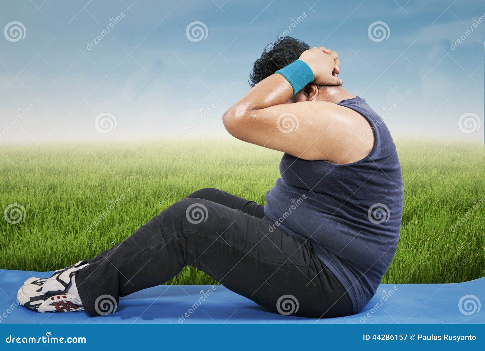 Overweight Man Workout Outdoors Stock Image - Image of exercise, large ...