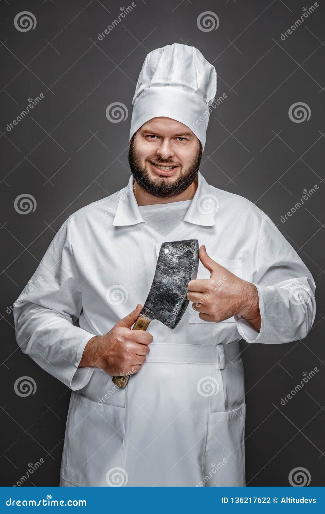Smirking Chef with Sharp Knife Stock Photo - Image of vertical ...