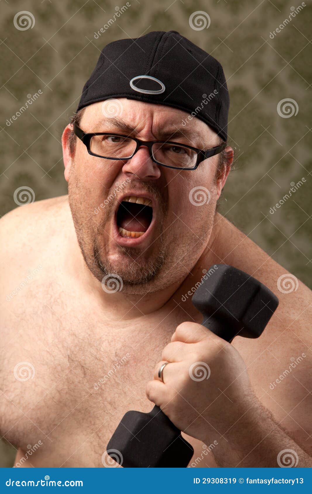 Overweight Man With Dumbell Royalty-Free Stock Image | CartoonDealer ...