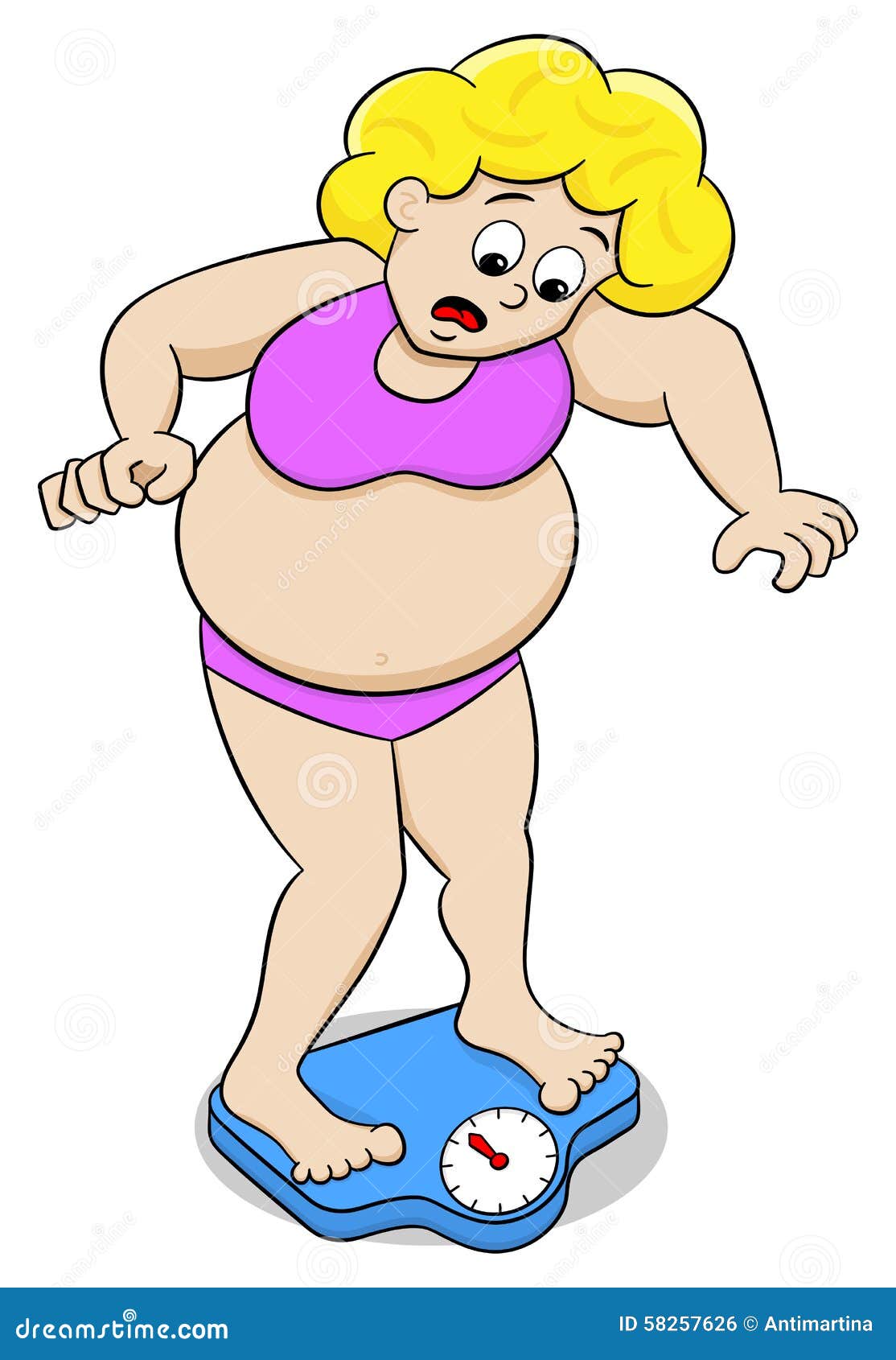 Overweight Woman On Bathroom Scale Stock Vector Illustration Of Belly