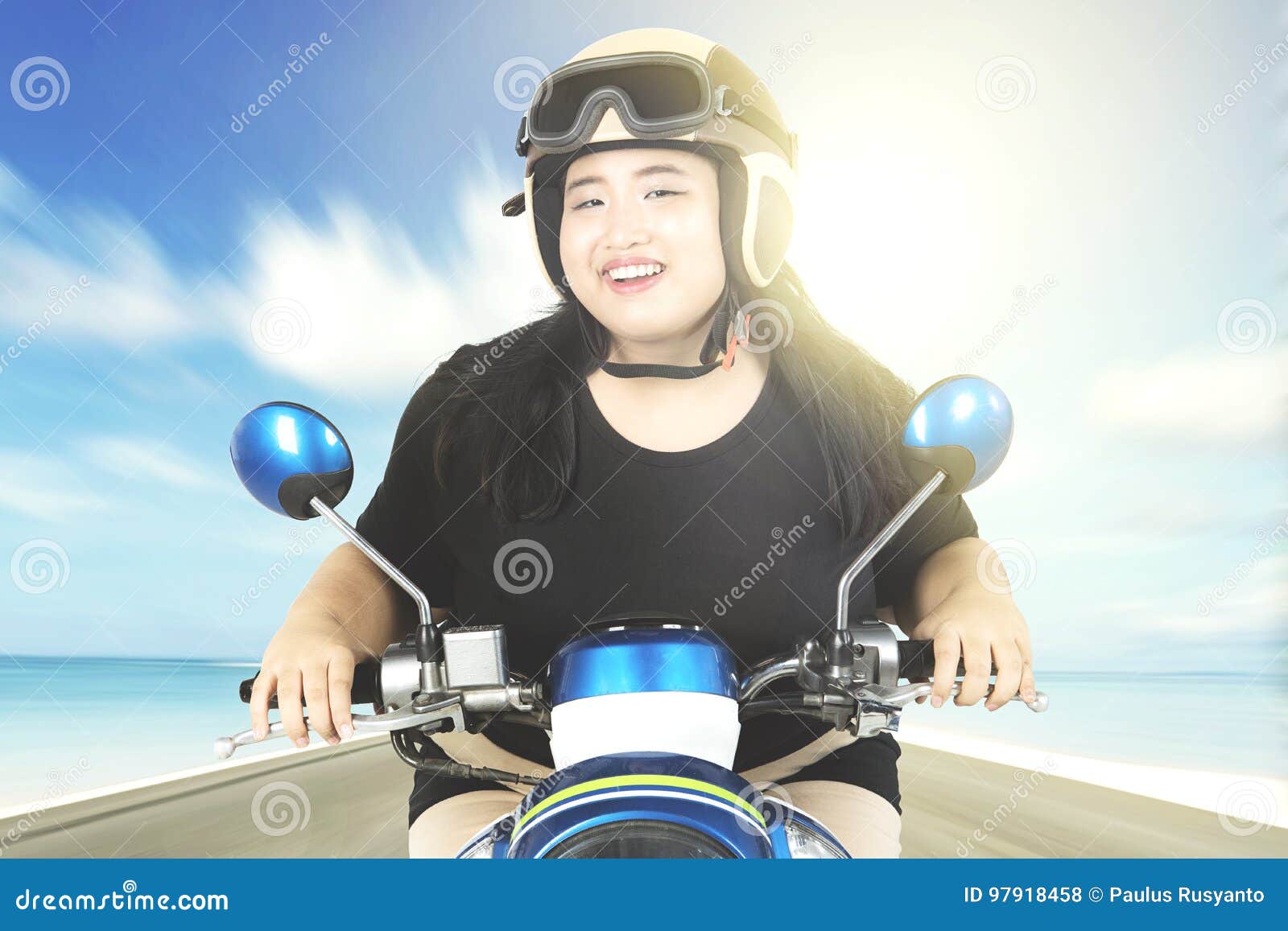 Overweight Woman Driving a Motorcycle Stock Photo - Image of bike ...
