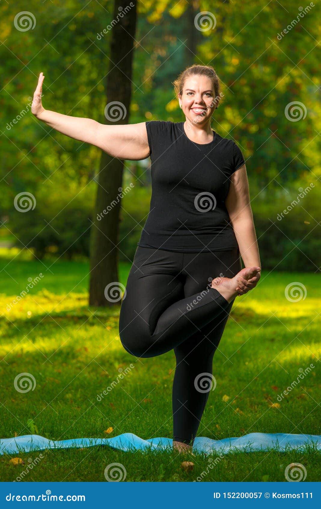 Overweight Woman Stretching Stock Image - Image of nature, healthy ...