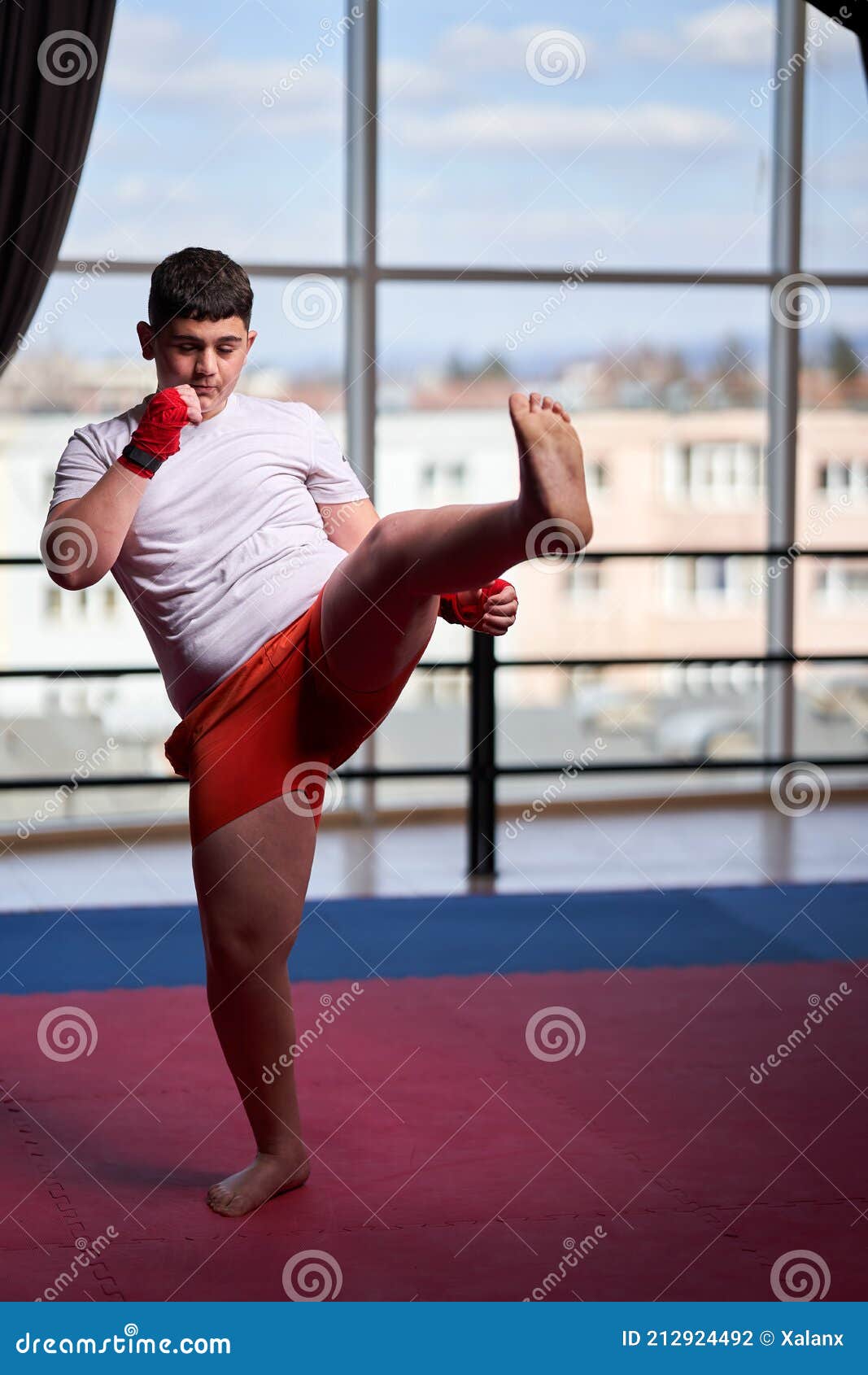 Fat Kickboxer Doing Shadow Boxing Stock Photo - Image of size ...
