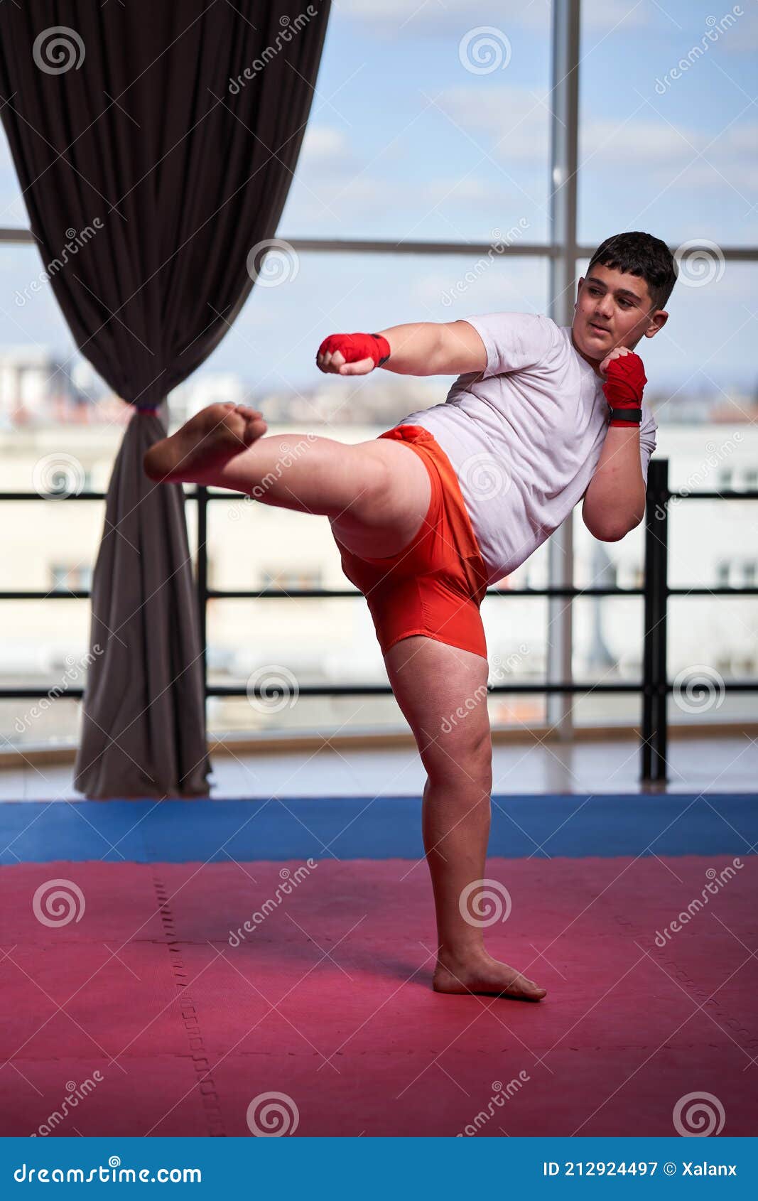 Fat Kickboxer Doing Shadow Boxing Stock Image - Image of chubby, boxing ...