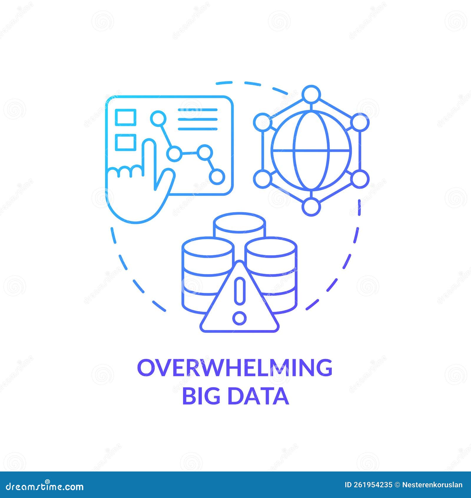 Overwhelm Big Data Blue Gradient Concept Icon Stock Vector ...