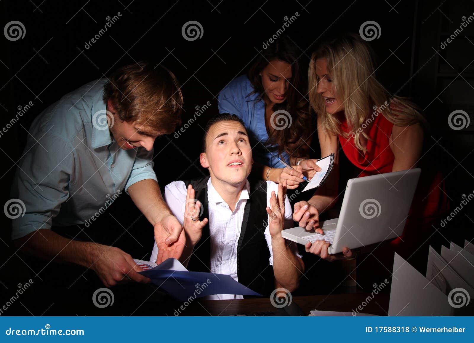 Overwhelmed stock photo. Image of team, blond, multitasking - 17588318