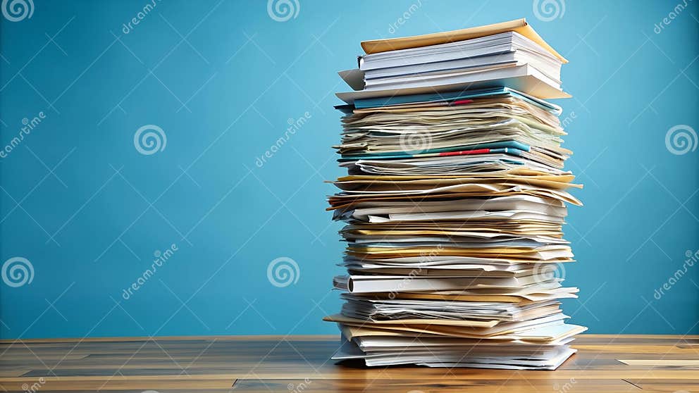 Overwhelmed by Assignments: a Mountain of Paperwork Generative AI Stock ... Overwhelmed by Assignments: a Mountain of Paperwork Generative AI Stock ...