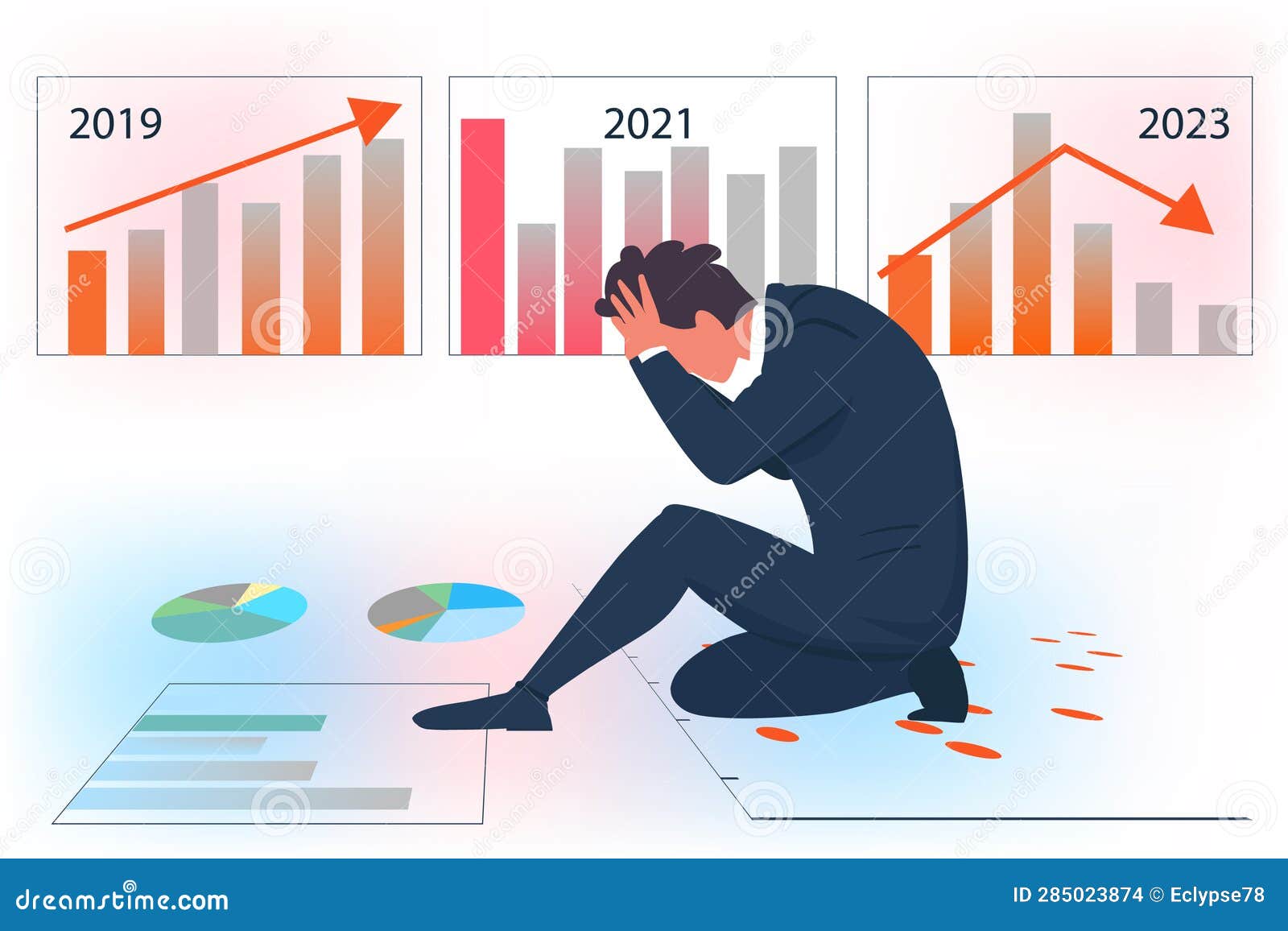 Economic and Financial Crisis with Graphics Stock Vector - Illustration ...